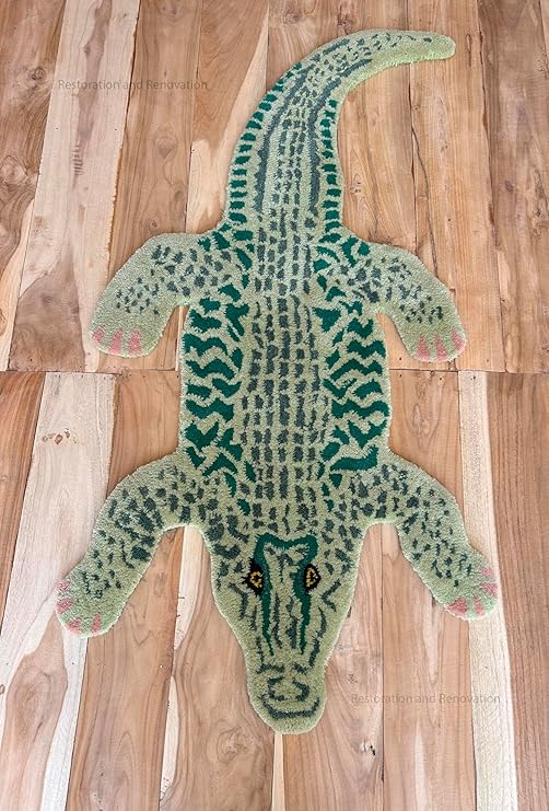 Amazon.com: Restoration and Renovation Crocodile Wool Area Rug ...