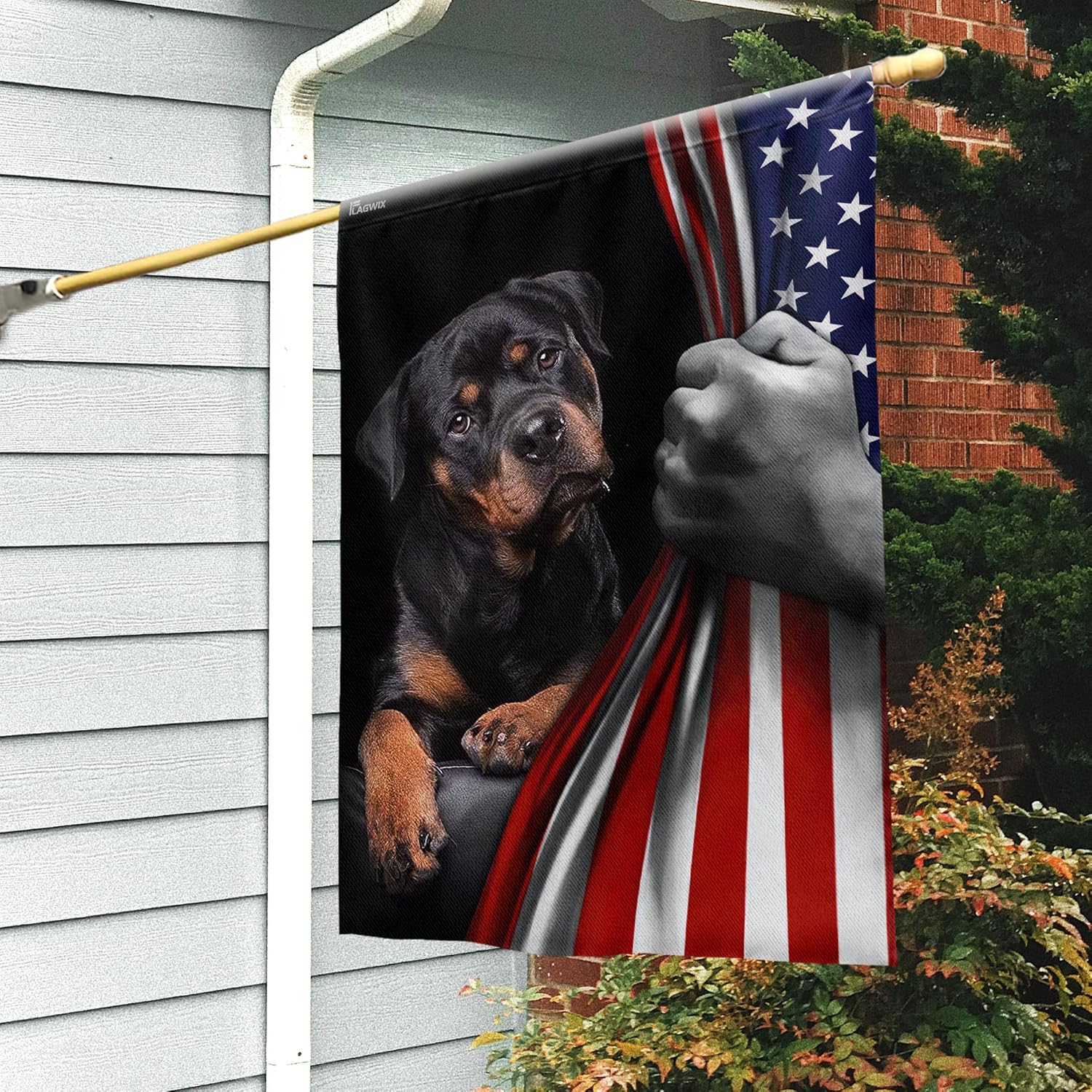 Amazon.com : FLAGWIX Patriot American Dog Flags - Rottweiler Double ...