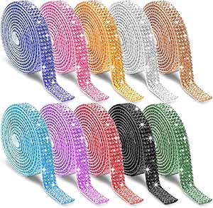 10 Rolls Self Adhesive Rhinestone Ribbon Bedazzling Strips Glitter ...