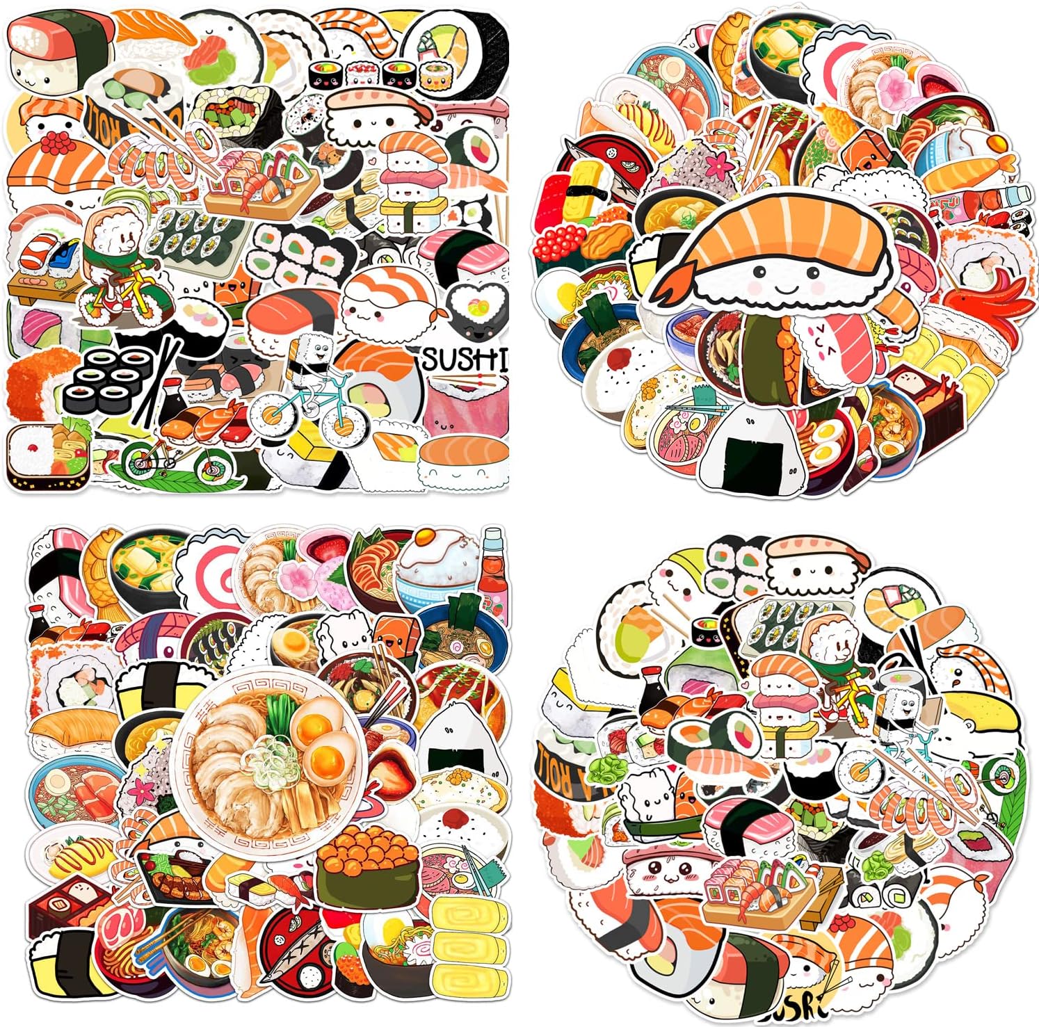 Amazon.com: 100 PCS Sushi Stickers Japanese Food Sushi Roll Rice ...