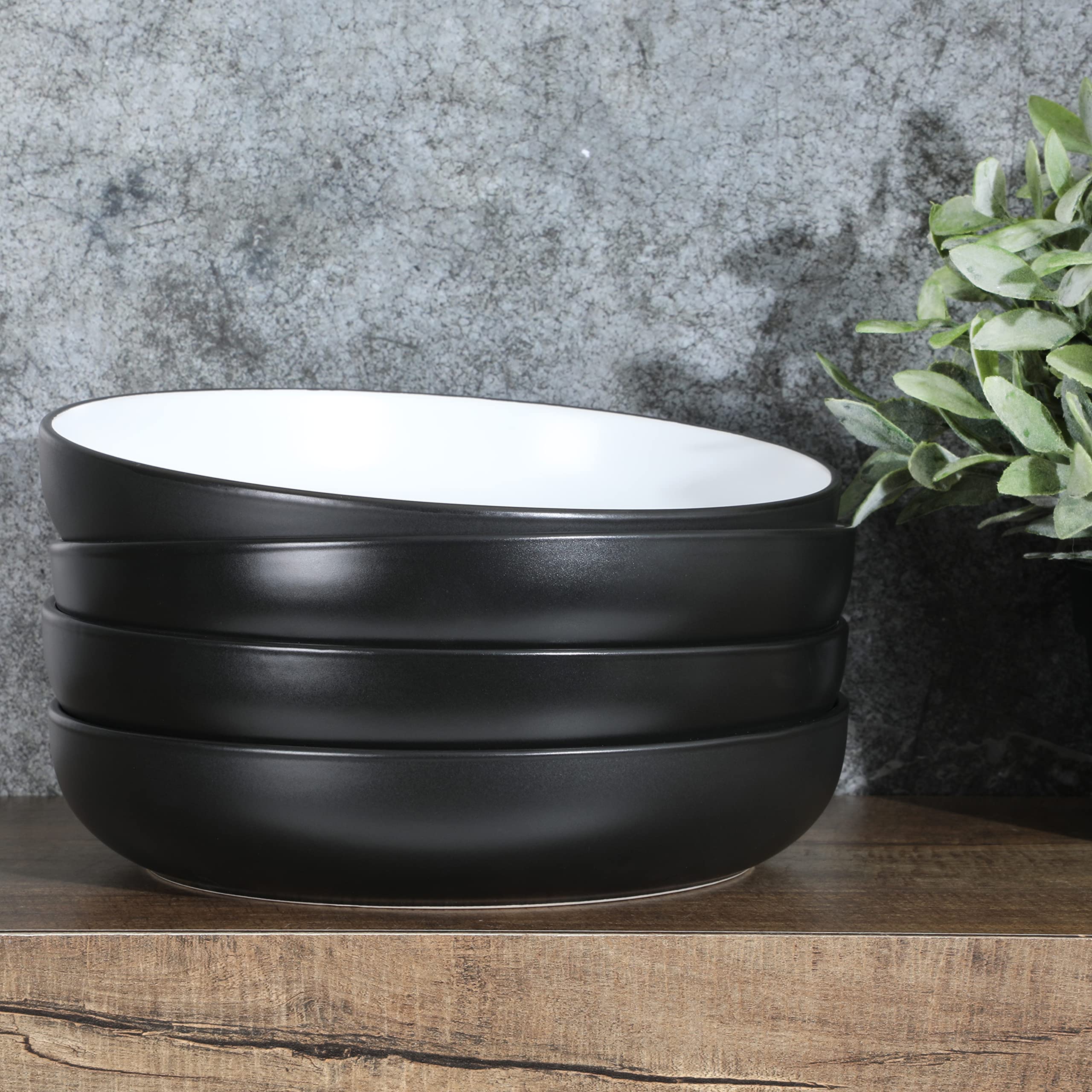 Snapklik.com : 4 Pack Stoneware Stackable Dinner Bowls
