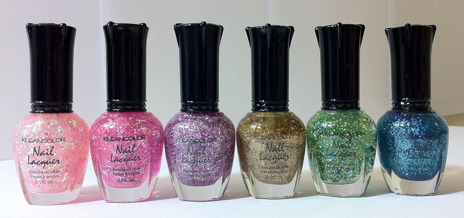 Amazon.com : Kleancolor Nail Lacquers 6 Colors - Set 3 (Glitters ...