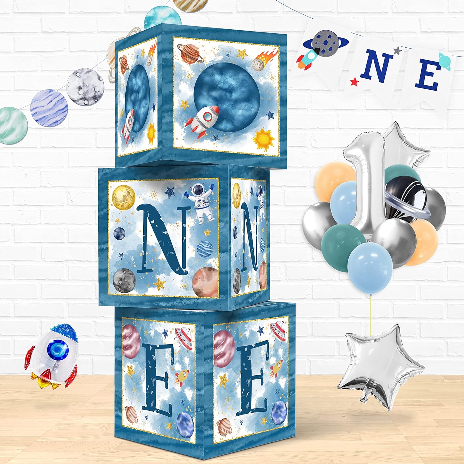 Amazon.com: First Trip Around the Sun Party Decoration Box, Outer Space ...