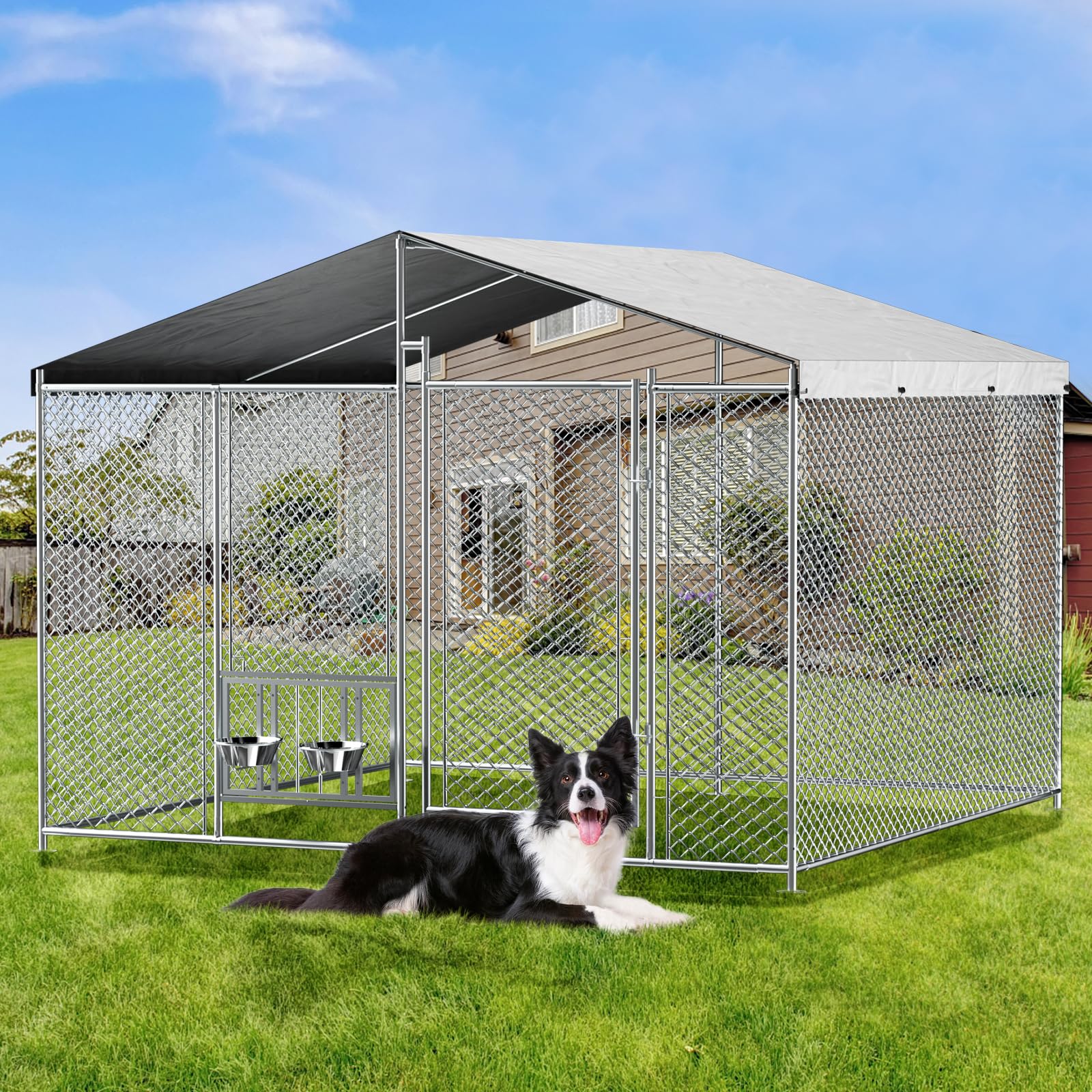 Amazon.com : ROOMTEC Outside Dog Kennel with Roof Heavy Duty Outdoor ...