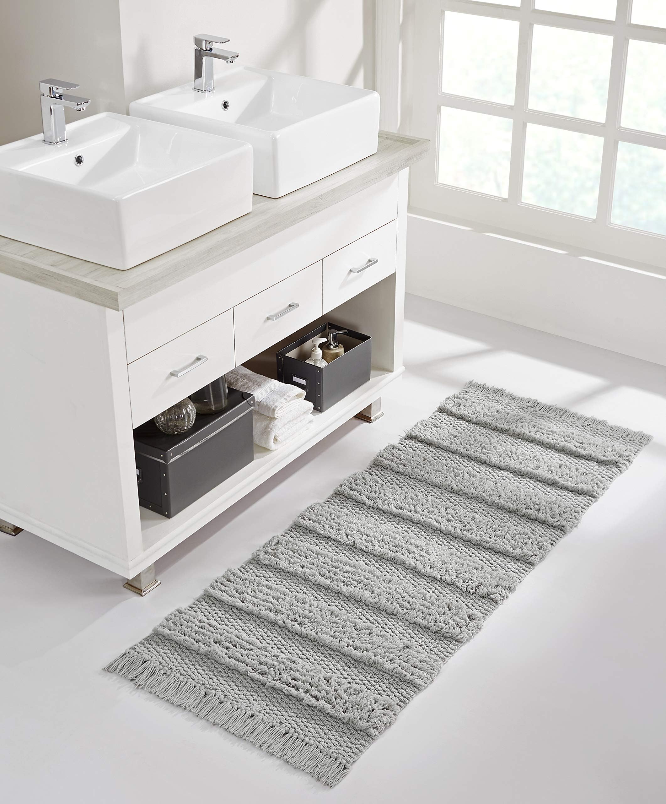 Amazon.com: VCNY Home Savannah Collection Bath Rug Runner-Boho Fringe ...