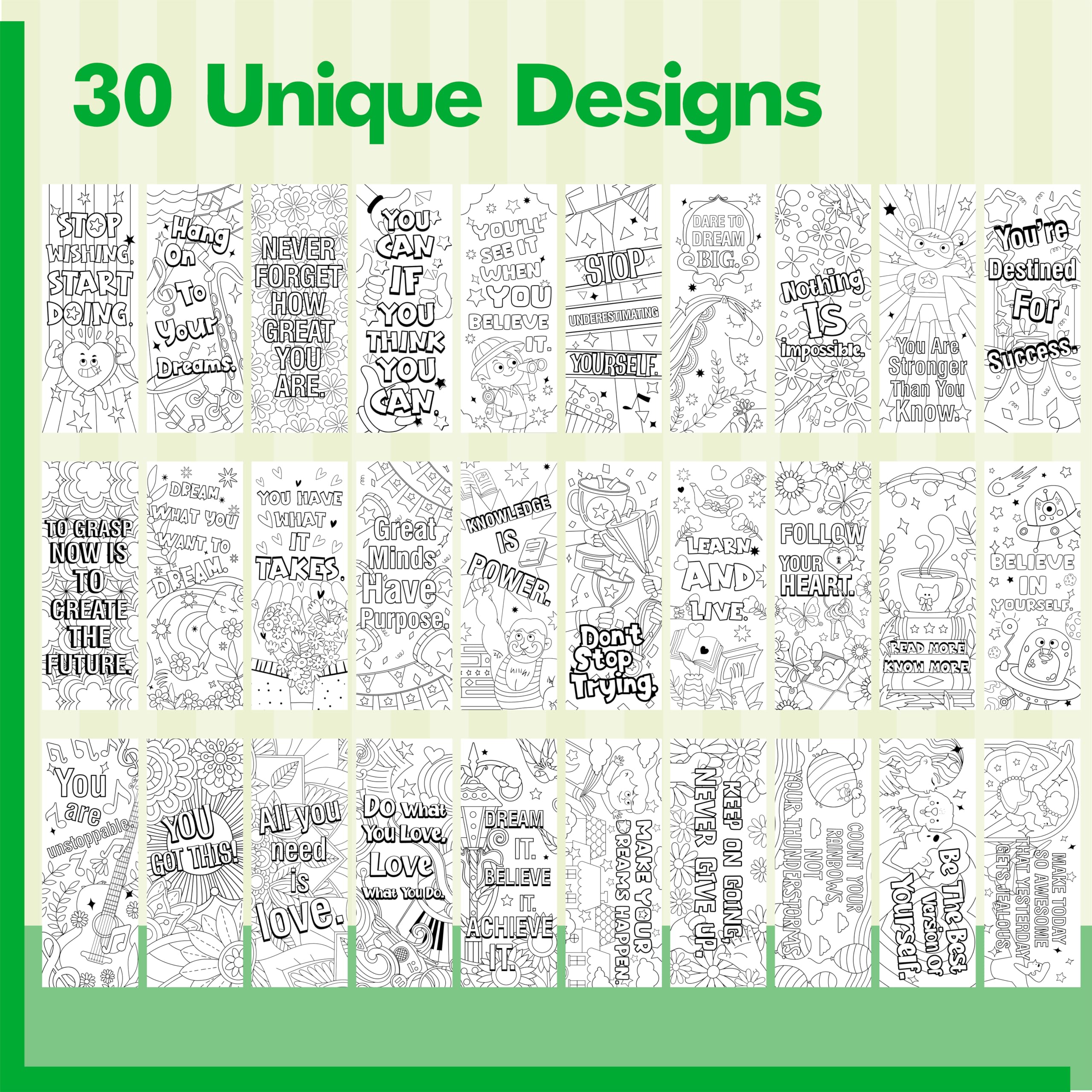 Snapklik.com : 120 PCS Inspirational Bookmarks, 30 Designs DIY Coloring ...