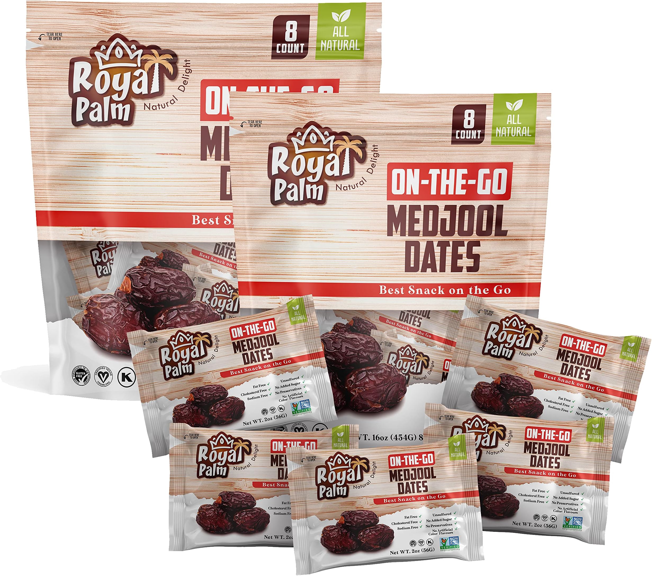 Amazon.com: Royal Palm Medjool Dates On-The-Go, 16oz Pack X 2 Pack ...