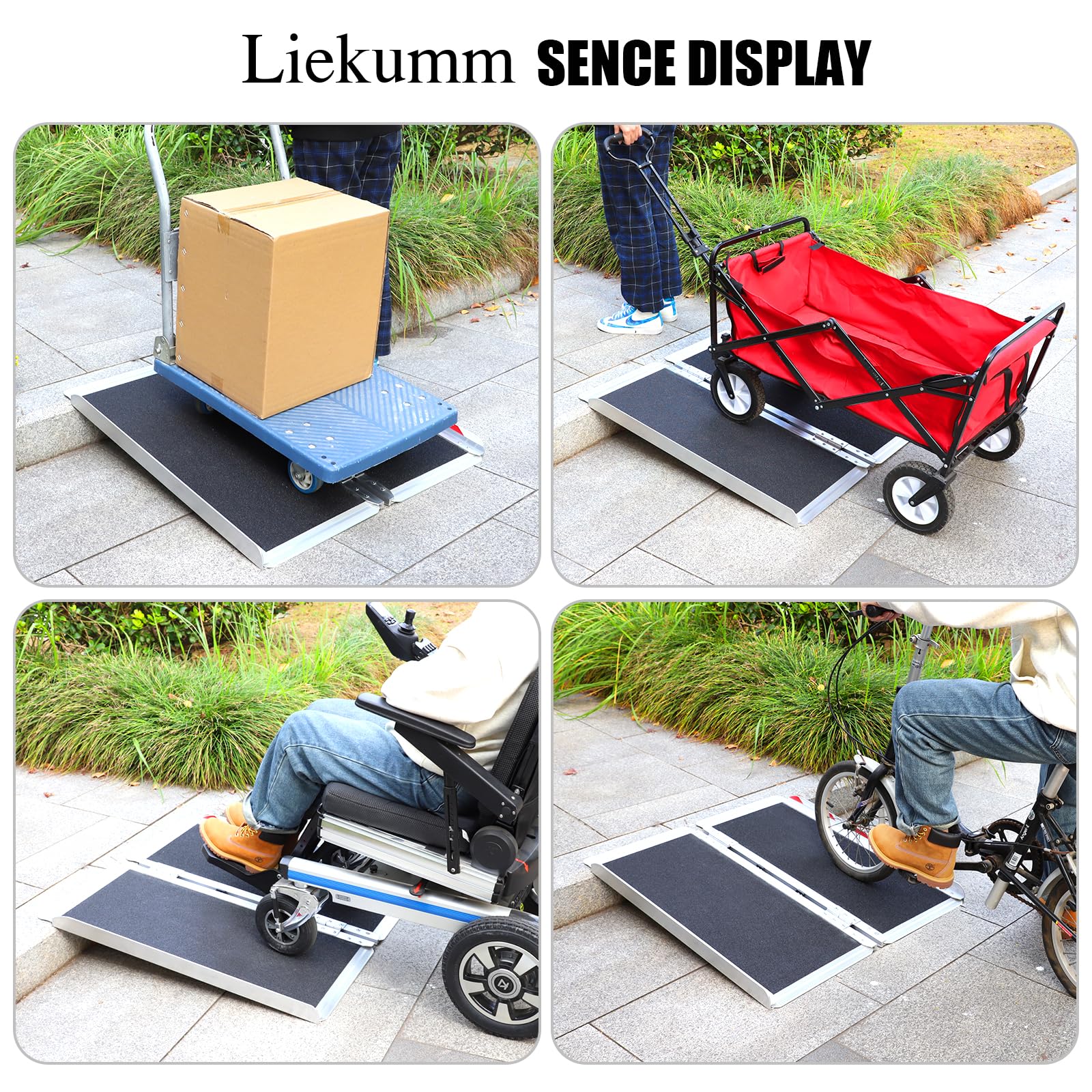 LIEKUMM 5ft Wheelchair Ramp with Non-Slip Surface, Portable Aluminum ...