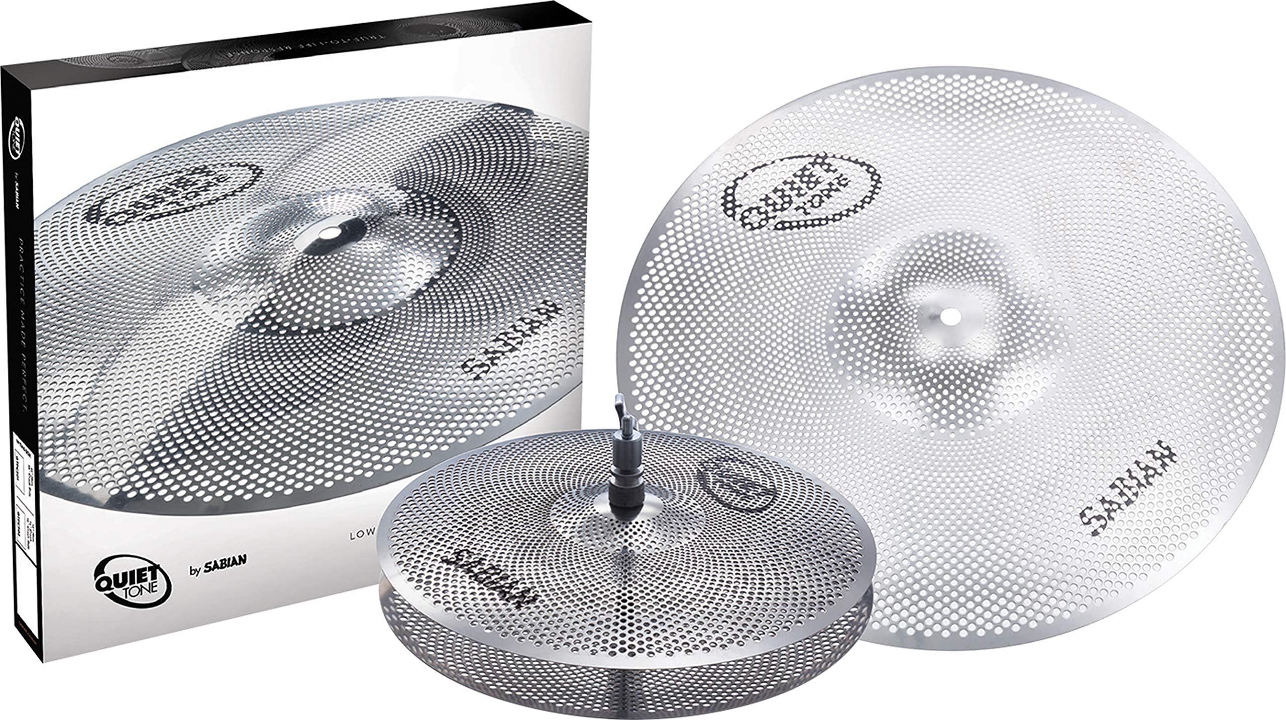 Sabian QTPC501 Quiet Tone Practice Cymbal Set -Silver- 13"/18" (QTPC501 ...