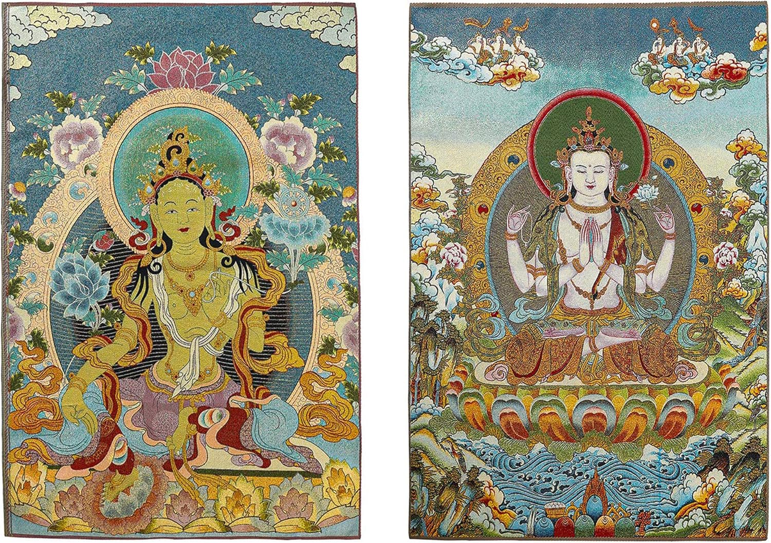 Amazon.com: ZenBless Silk Embroidery Tibetan Thangka with Buddhism ...
