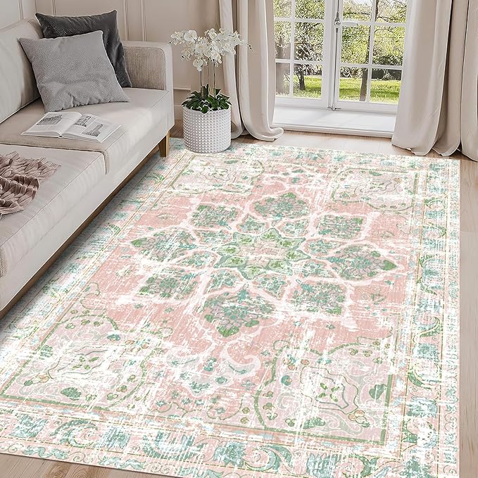 Amazon.com: Vhong Boho Area Rugs Vintage Washable Neutral Modern Dusty ...