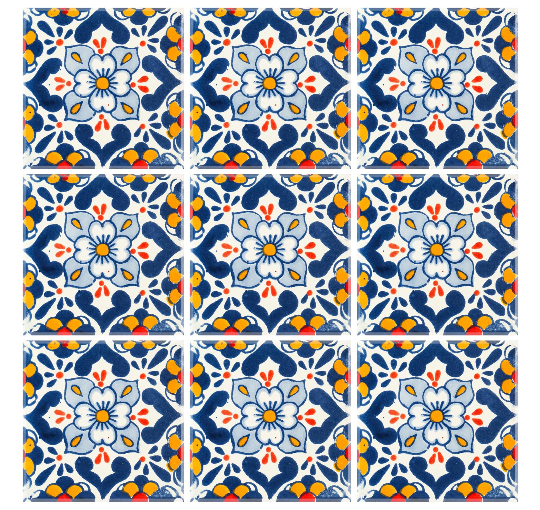 Azulejo Talavera Mosaico 50 Piezas 10X10 CM Confeti Mexicana Coloridos ...