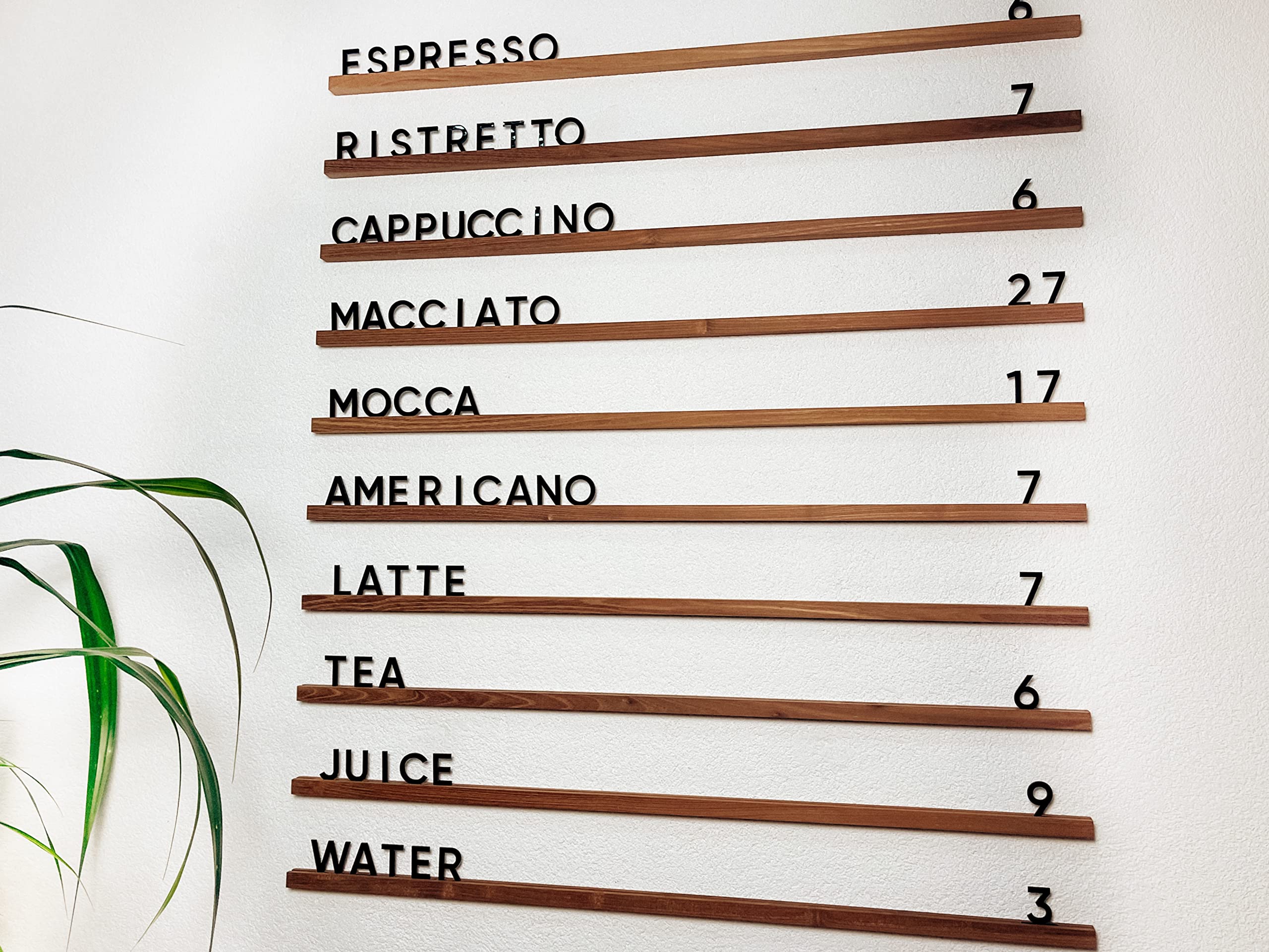 Buy Wooden Acacia Wall Menu Letter Board - Letter Ledges Set - Wall ...