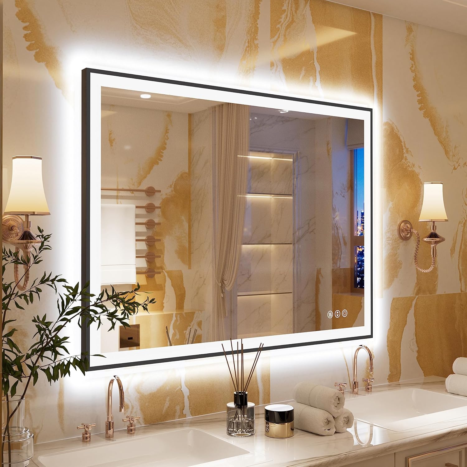 Amazon.com: Yamazakura LED Mirror for Bathroom 48x36 - Vanity Mirror ...