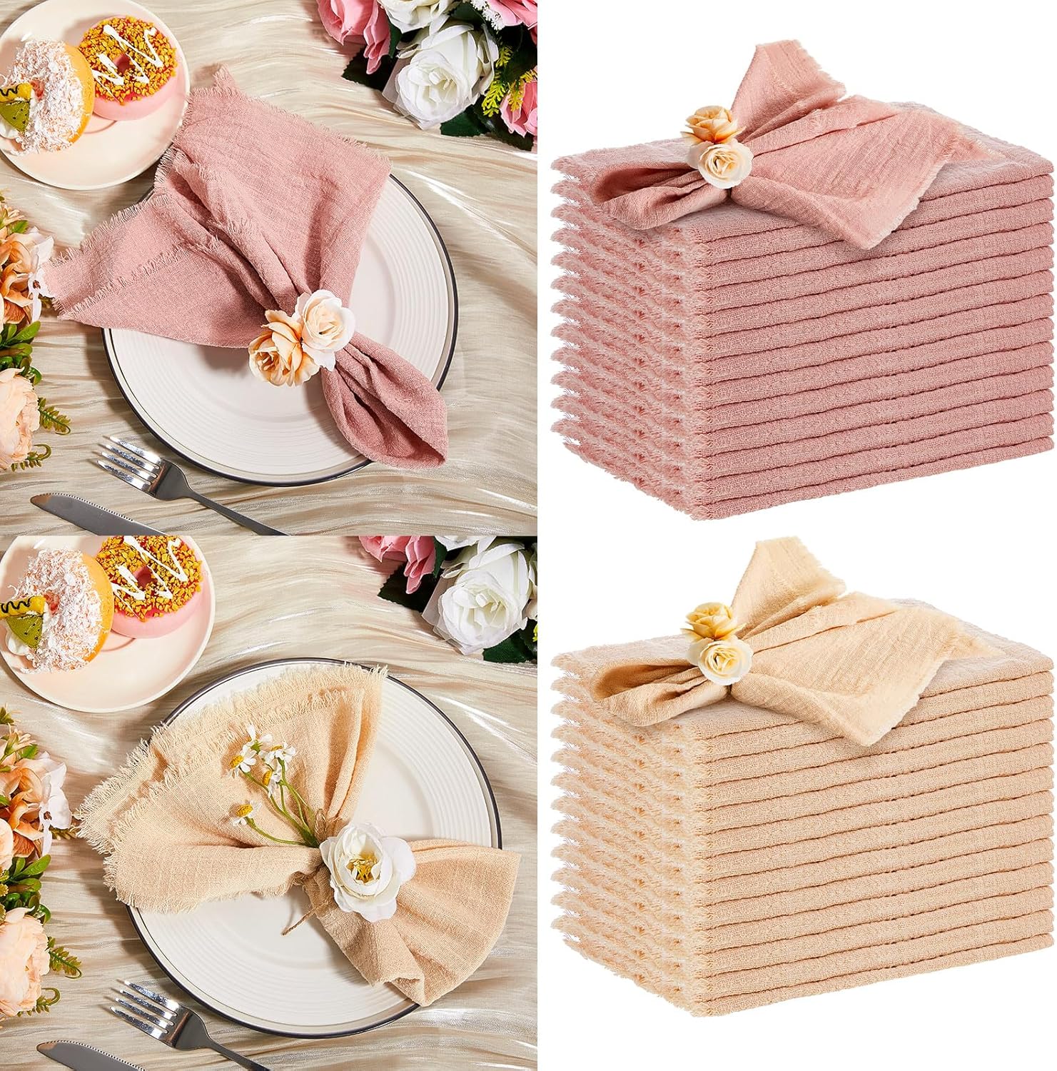 Amazon.com: SmoothNovelty 24 Pcs Wedding Cotton Linen Napkins About 17 ...