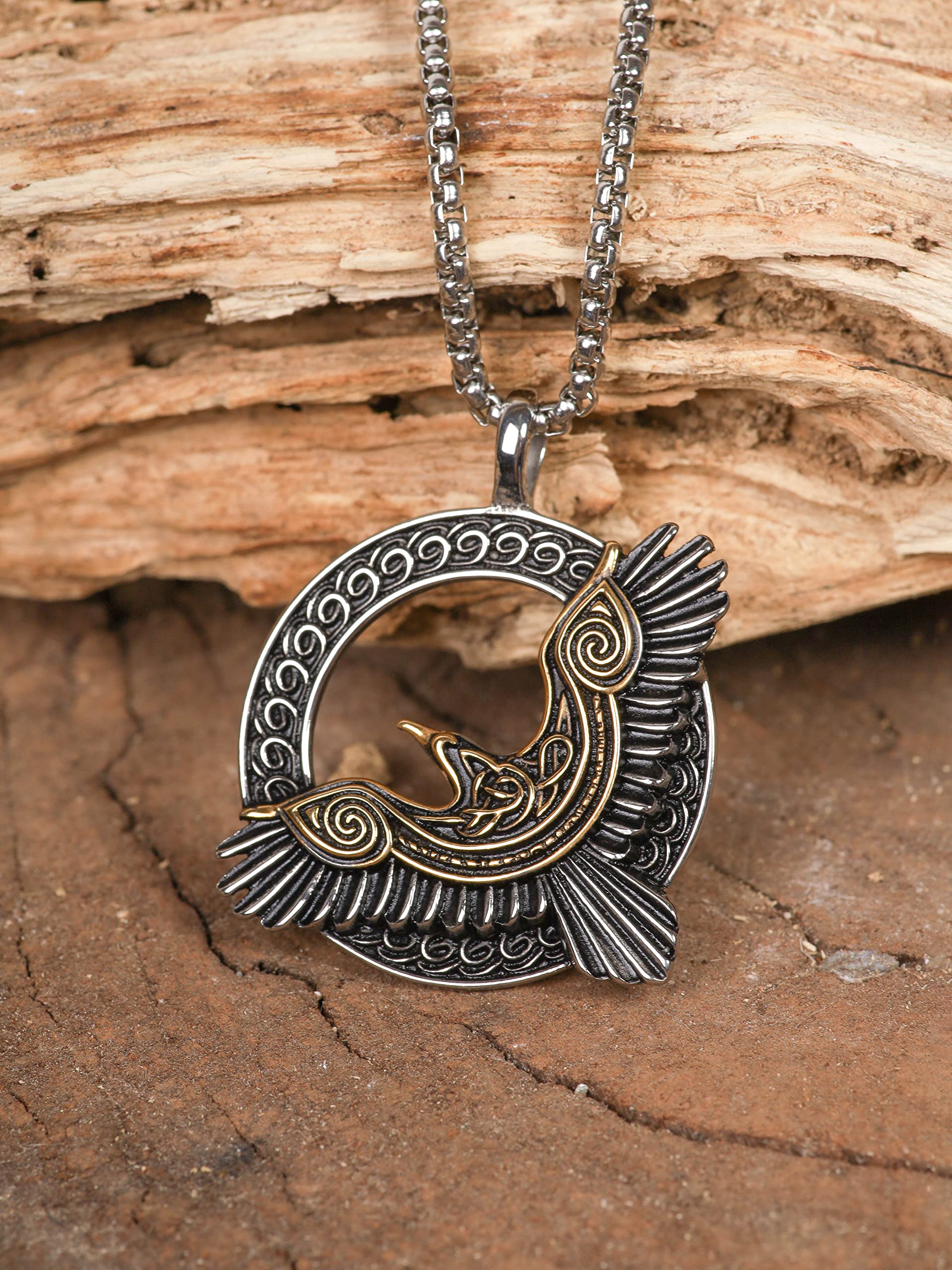 Snapklik.com : Raven Necklace, Gold Plated Stainless Steel Celtic Raven ...