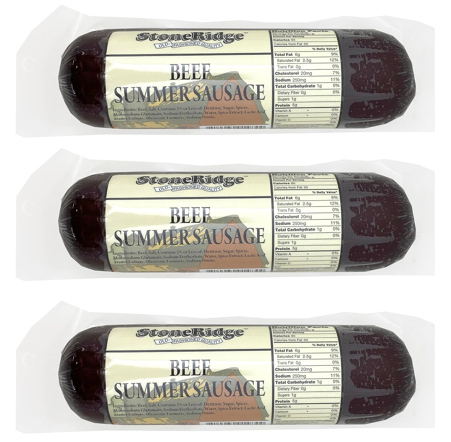 Amazon.com: StoneRidge Beef Summer Sausage Pack of 3 – Charcuterie ...