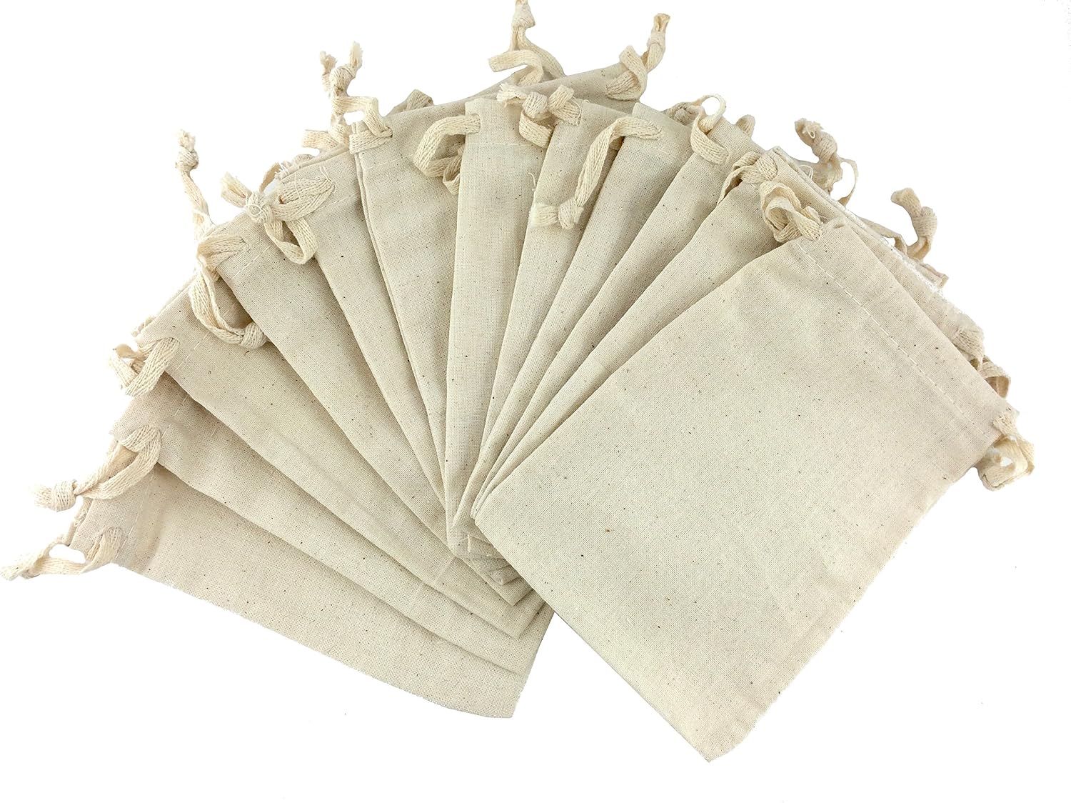 Amazon.com: burlapfabric.com Muslin Drawstring Pouches 4x6 Pack of 12 ...