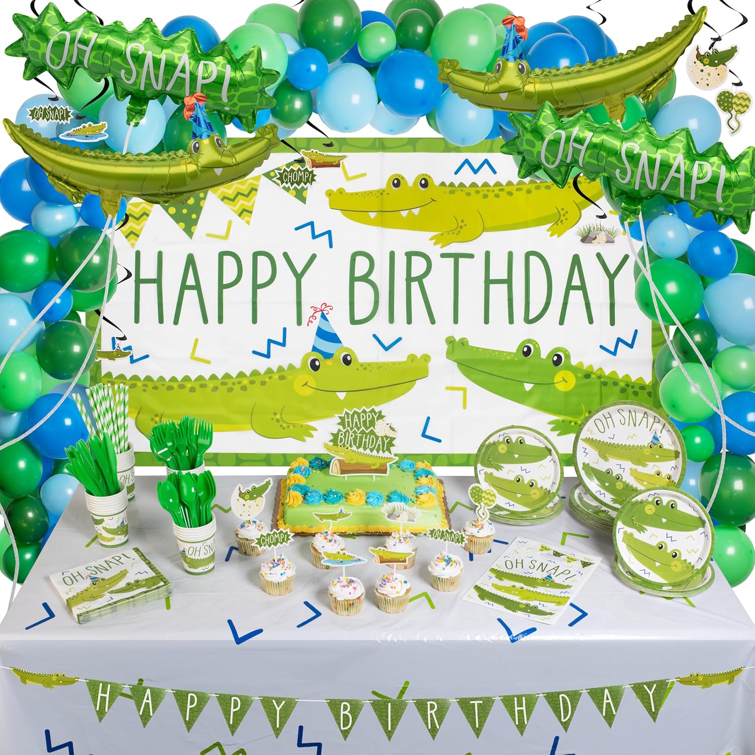 Amazon.com: All-in-One 357 Pc Alligator Birthday Party Decorations ...