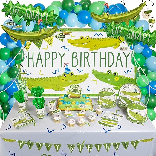 Amazon.com: All-in-One 357 Pc Alligator Birthday Party Decorations ...