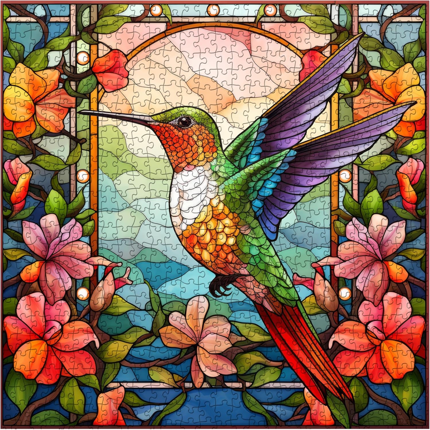 Amazon.com: Hummingbird Puzzles for Adults 1000 Pieces, Stained Glass ...