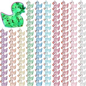 Amazon.com: Shappy 100 Pcs Luminous Mini Resin Duck Charms Little Ducks ...