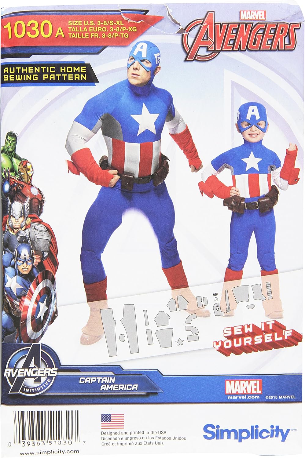 Amazon.com: Simplicity Men And Boy's Marvel's Captain America Costume ...