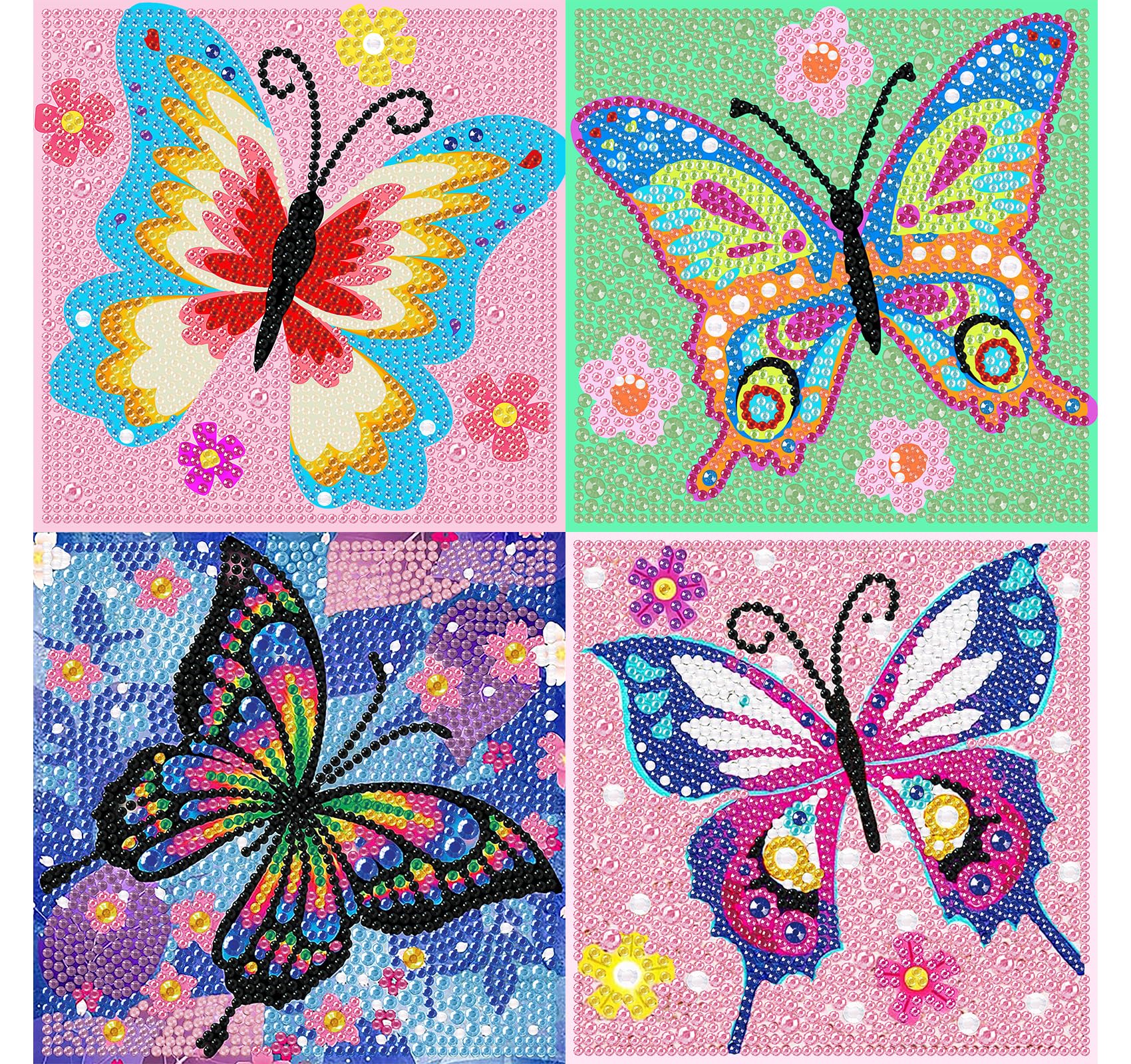 Amazon.com: 4 PCS Butterfly Diamond Art Painting Kit for Kids-5D ...