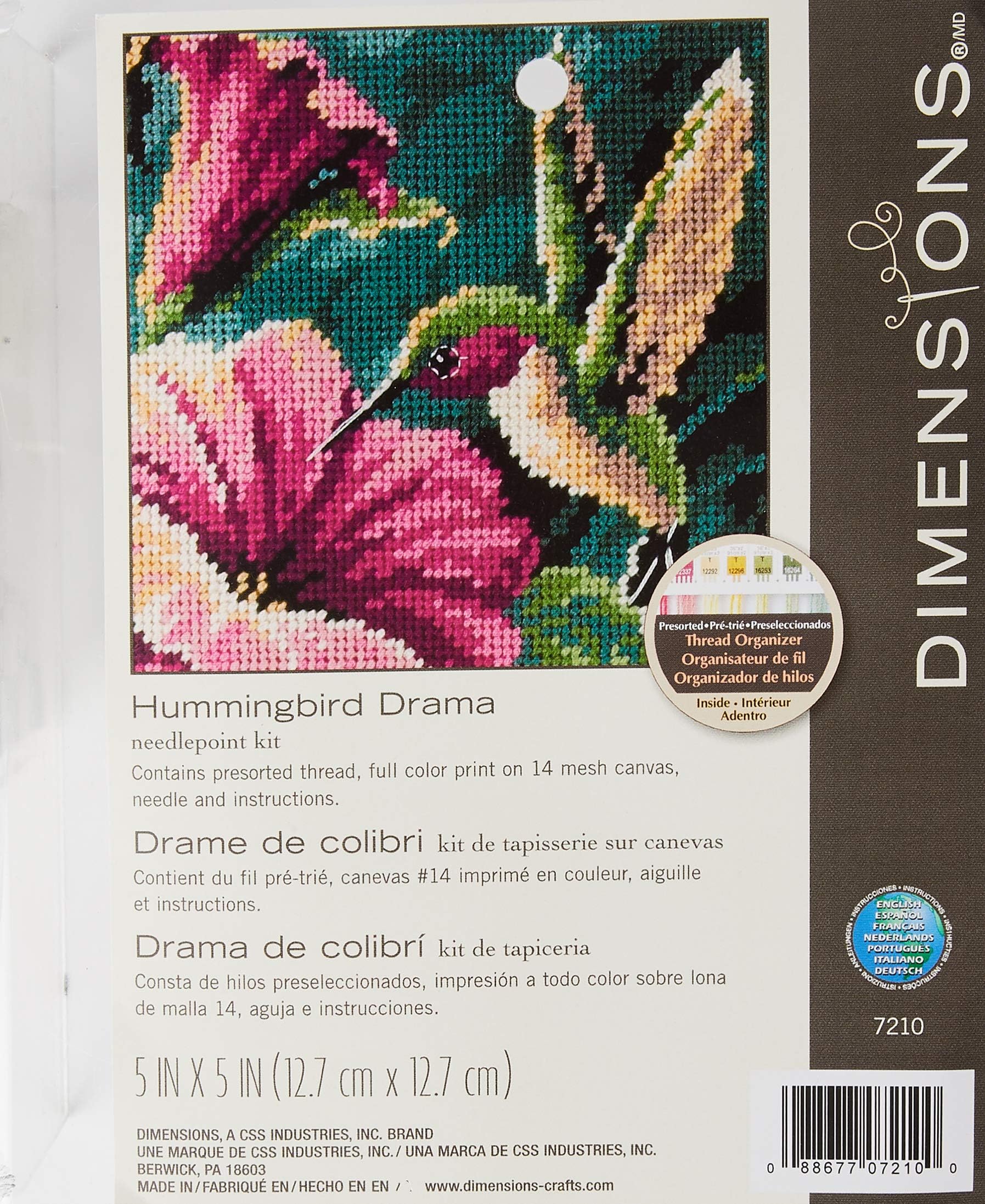 Amazon.com: Dimensions Needlepoint Kit, Hummingbird Needlepoint, 5'' W ...