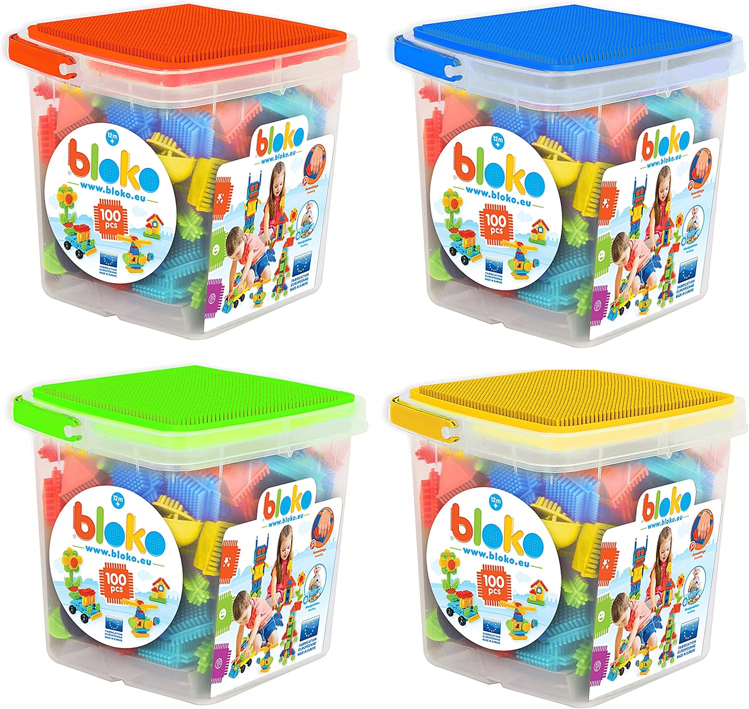 Bloko - Barrel of 100 picot bricks and 1 base plate - building toy - 12 ...