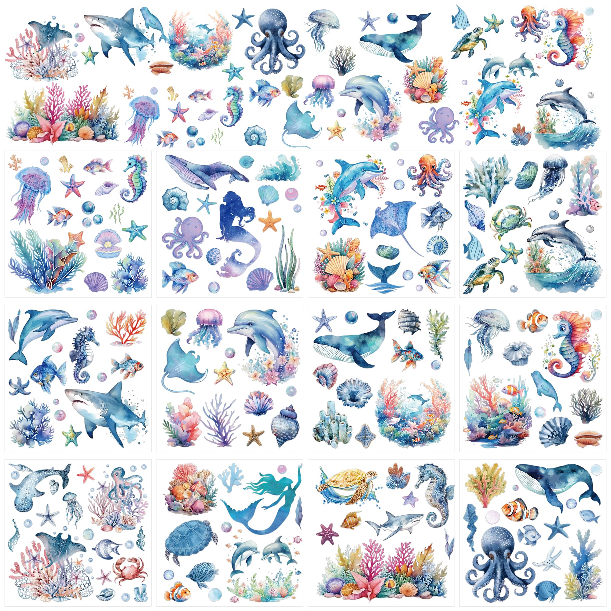 Ocean Rub on Transfers for Crafts: 6 Sheets Sea Animal Transfer ...