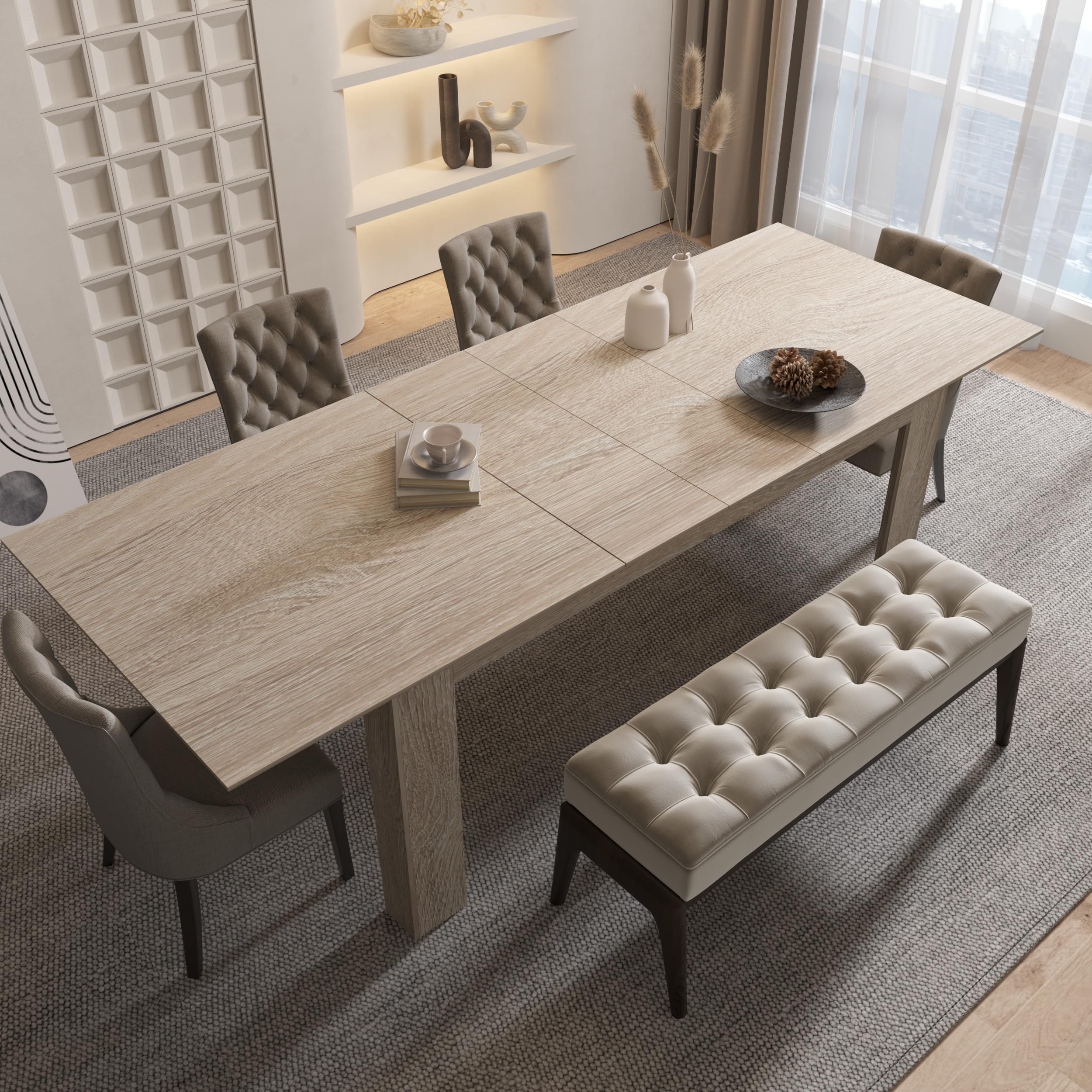 Amazon.com - 5-7.2FT Extendable Dining Table for 6-8 People, Modern ...