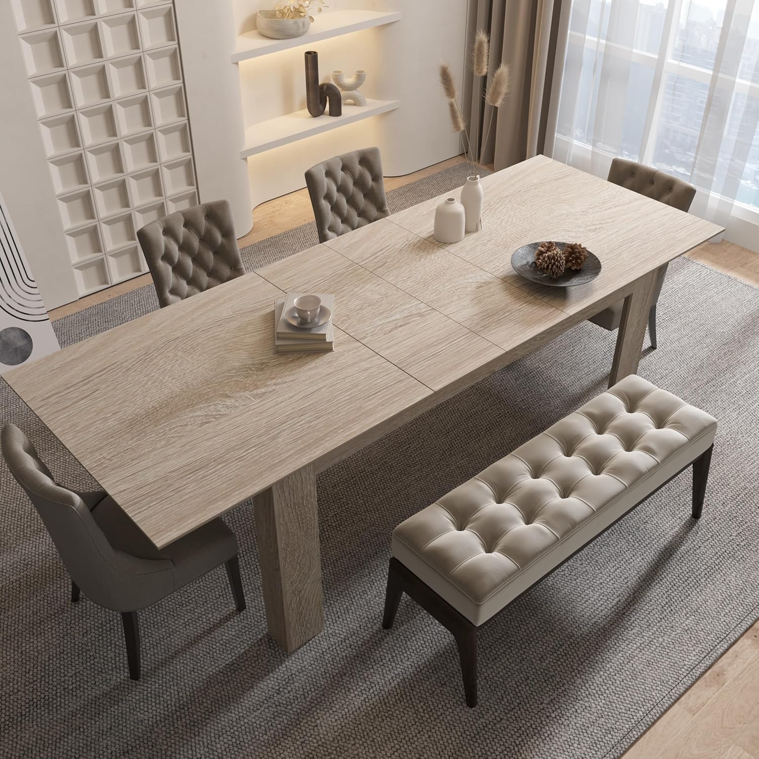 Amazon.com - 5-7.2FT Extendable Dining Table for 6-8 People, Modern ...