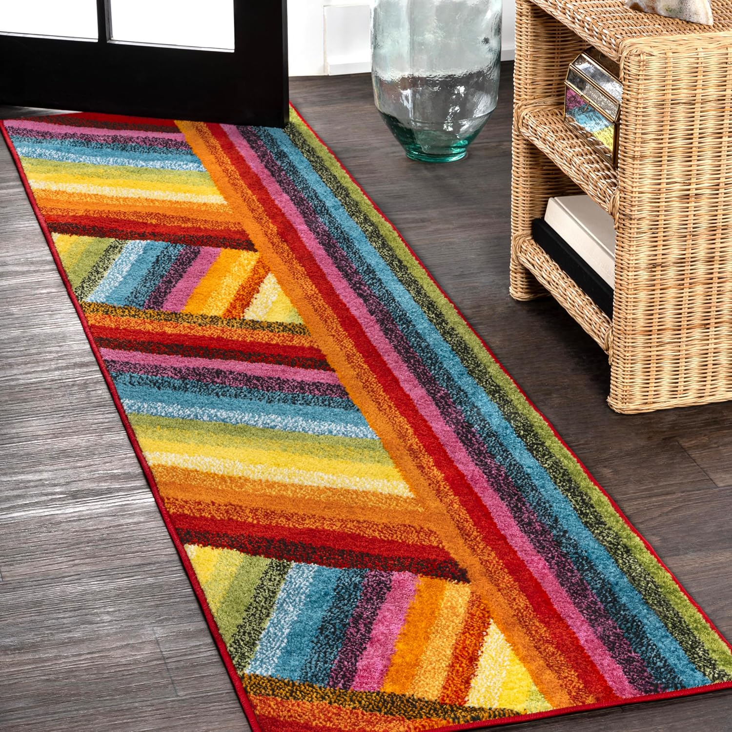 Amazon.com: JONATHAN Y Retro Rainbow Stripe Multi Runner Rug 2x8 ...