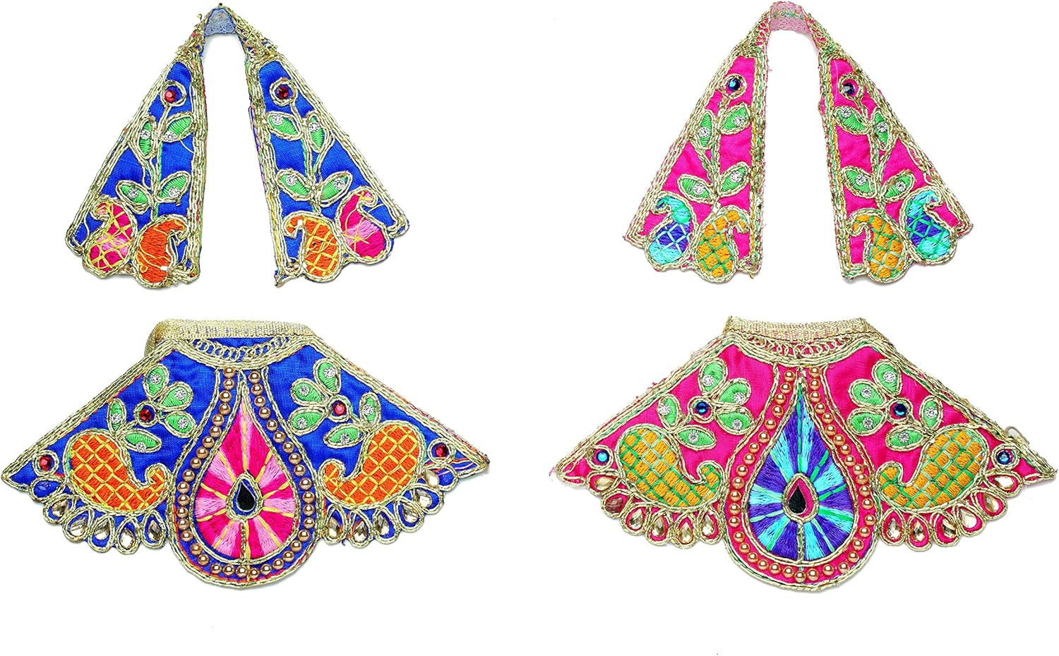 Amazon.com: Aditri Creation Set of 2 Designer Handmade Pink & Blue Laxmi Durga Devi MATA Dress ...