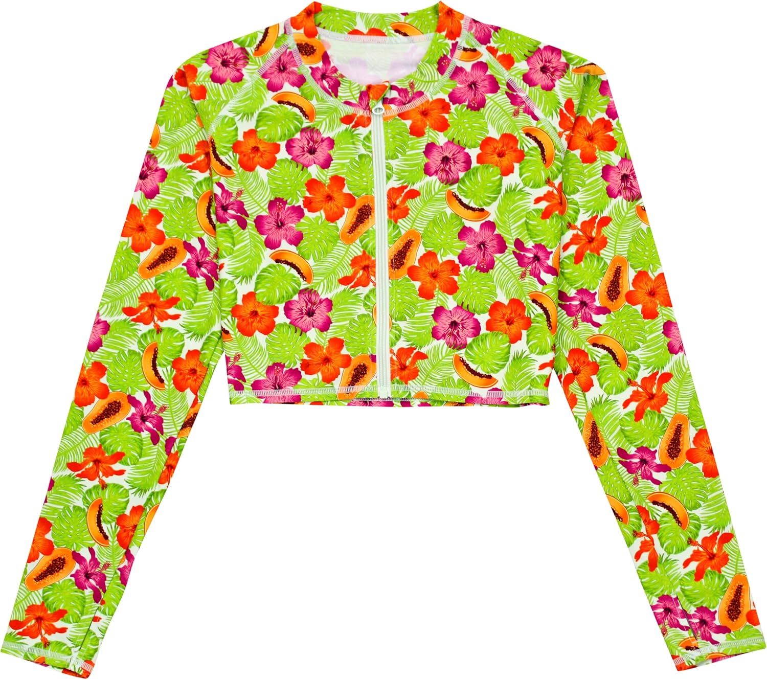 SwimZip Women's Long Sleeve Crop Top Rash Guard Swim Shirt - UPF 50 ...