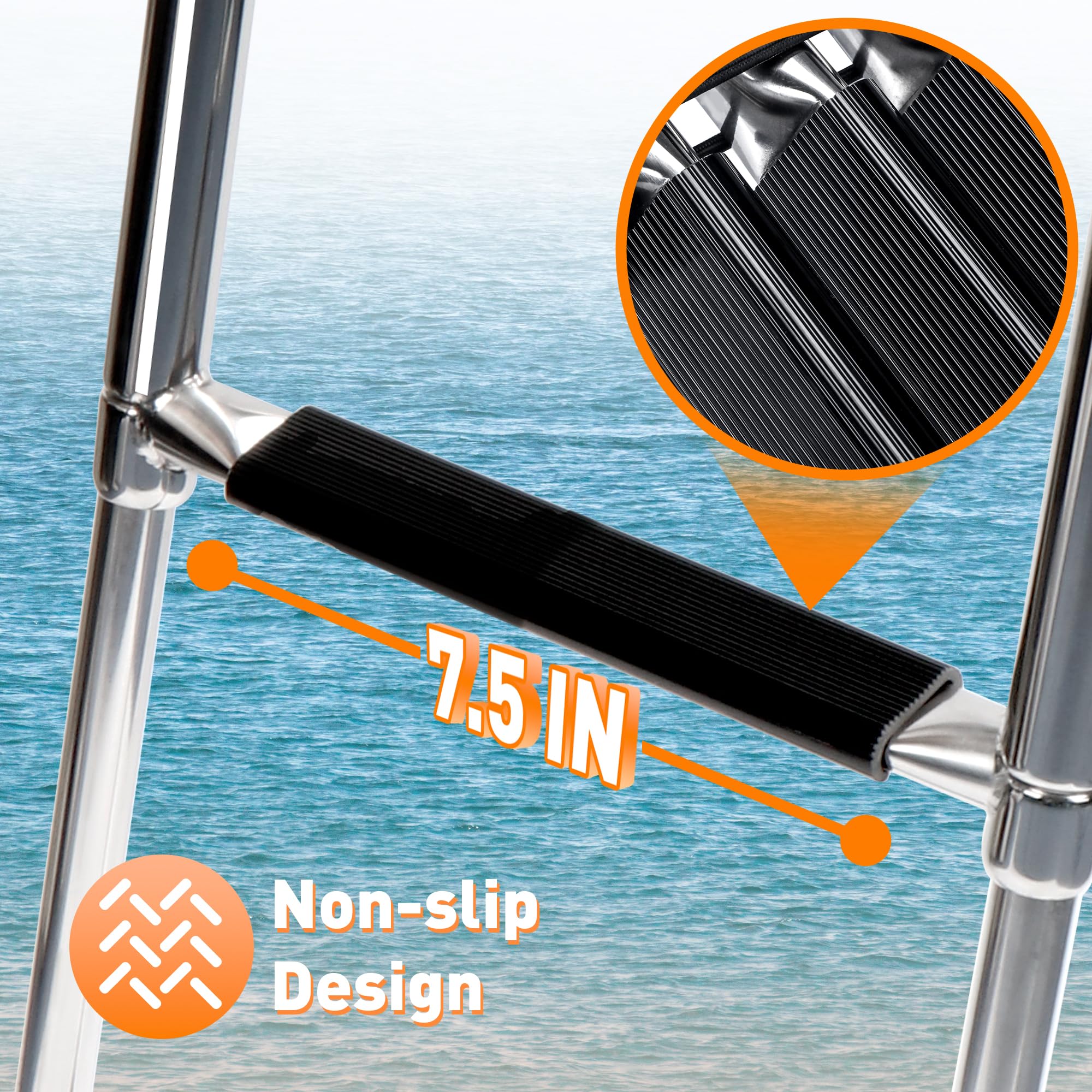 Snapklik.com : Boat Ladder 4 Step,Stainless Steel Telescoping Heavy ...