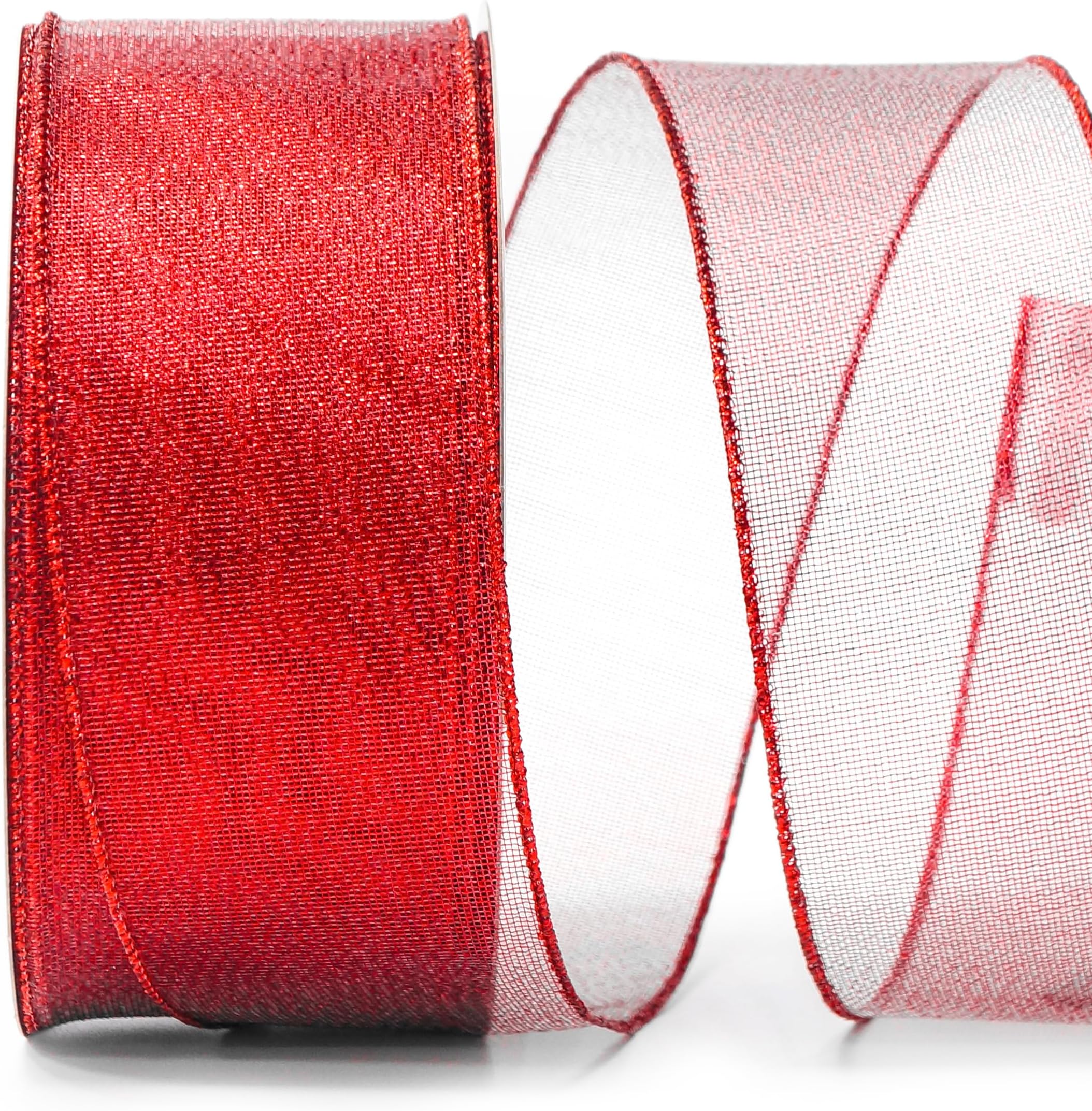 Amazon.com: ALTIER Red Metallic Ribbon Wired Edge for Christmas Tree ...