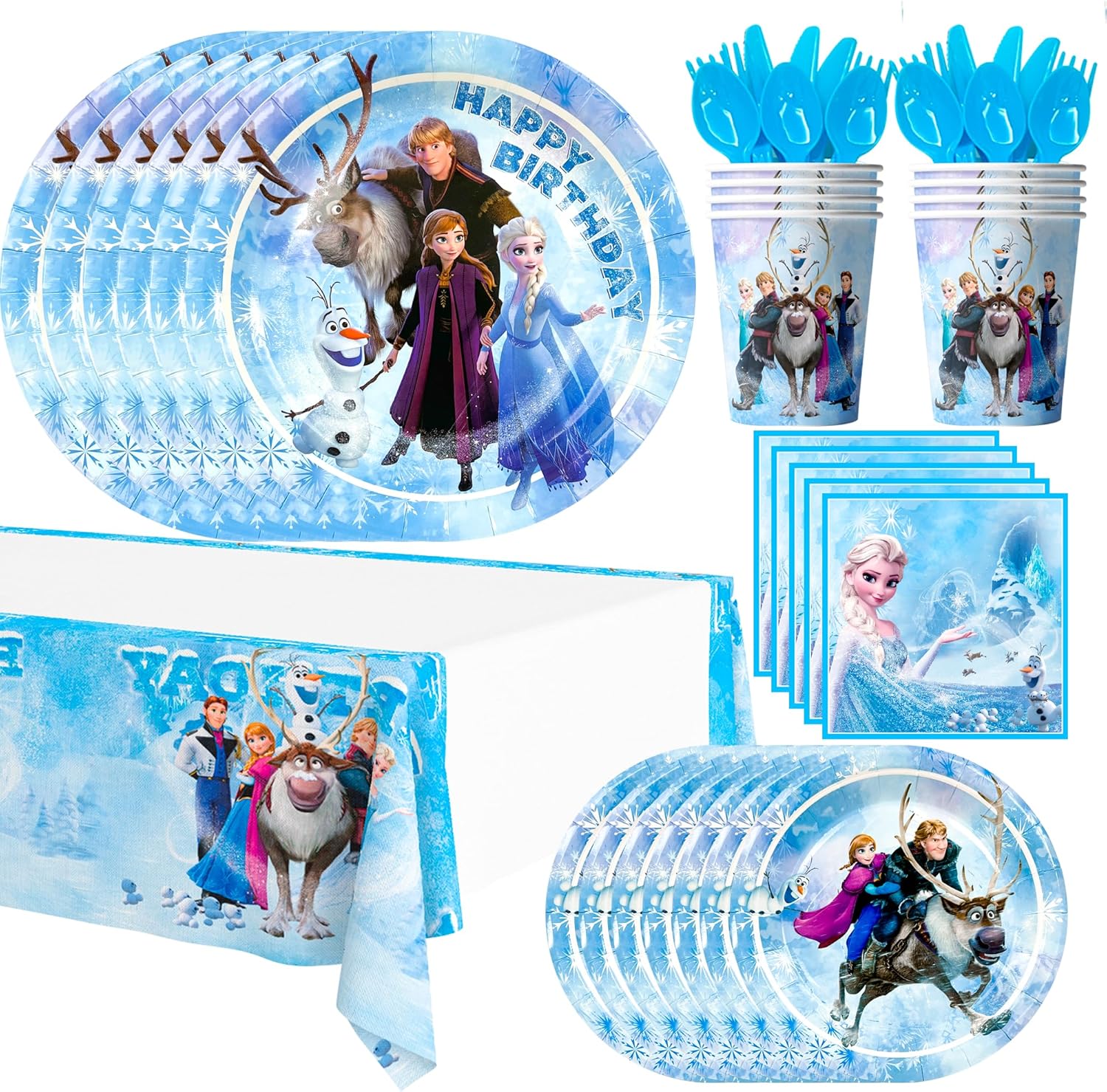Frozen Party Supplies, 161pcs Frozen Birthday Party Tableware Set ...