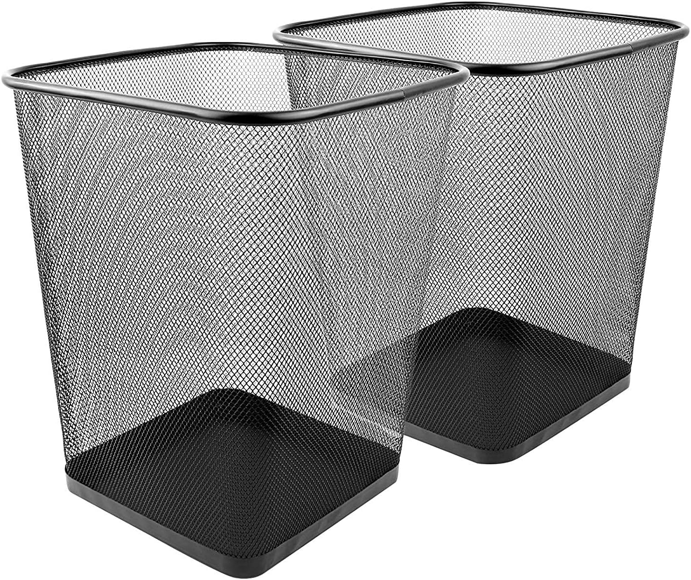 Homaxa Trash Cans for Home or Office, 2-Pack, Black Mesh Square Trash ...