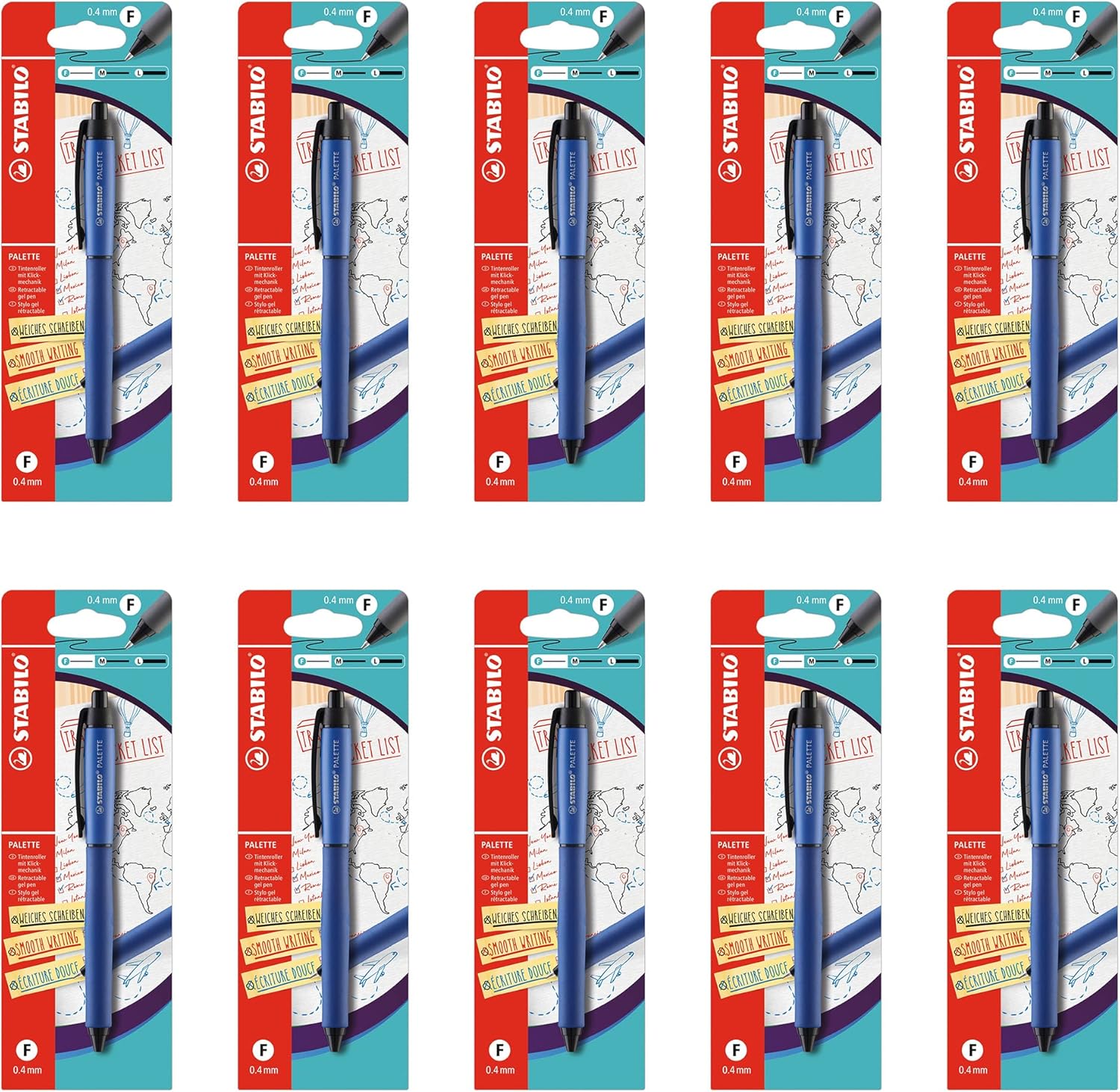 Retractable Gel Rollerball – STABILO PALETTE – Blue x 10 – BigaMart