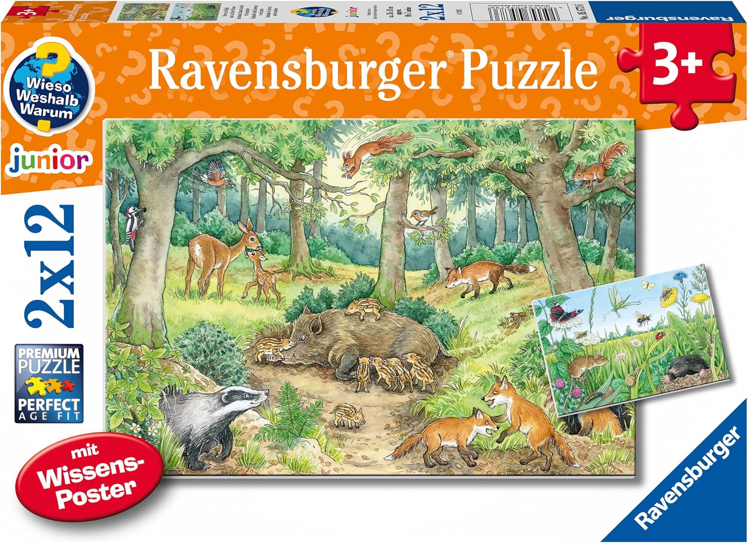 Ravensburger Kinderpuzzle - 05673 Tiere im Wald und auf der Wiese ...