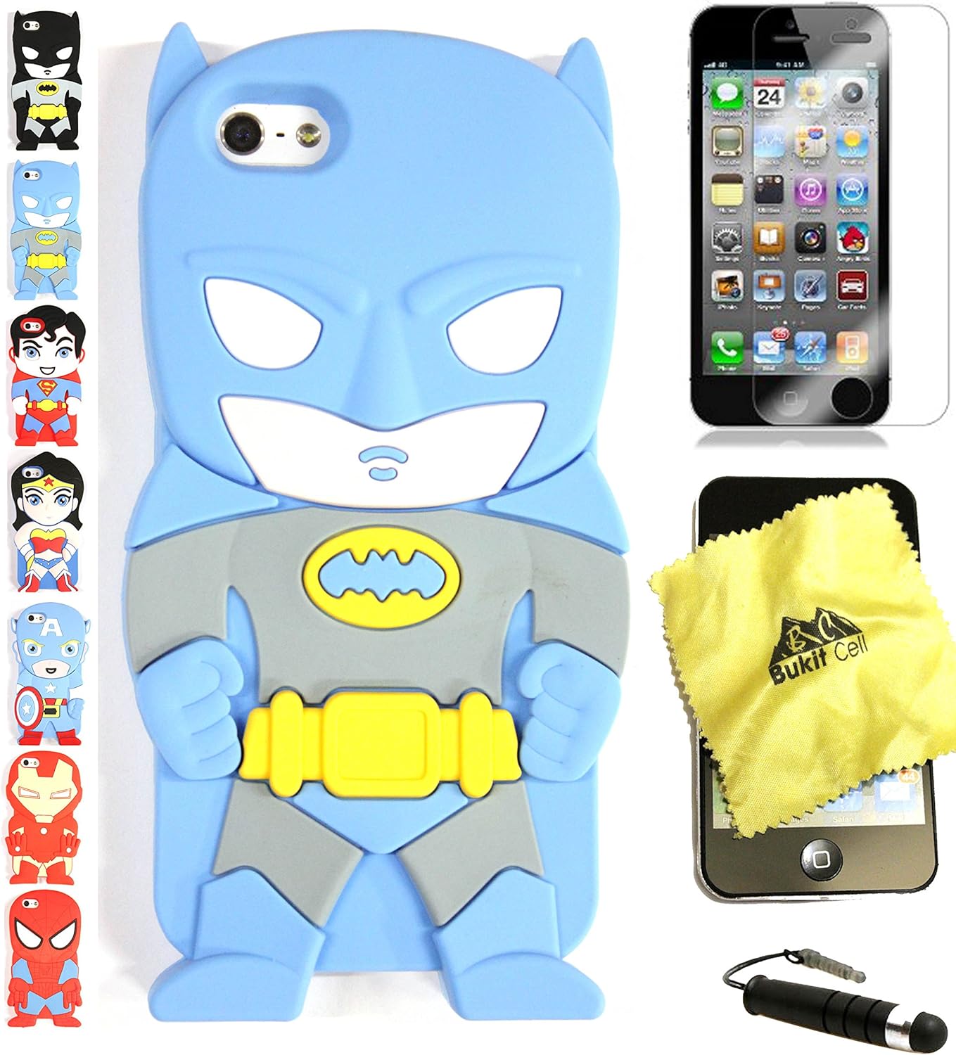 Amazon.com: Bukit Cell ® 3D Superhero Case Bundle - 4 Items: Blue ...