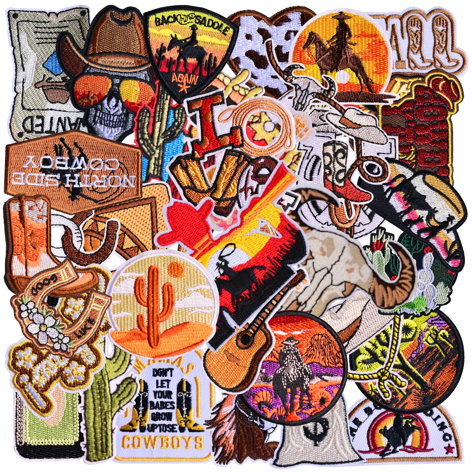 Amazon.com: Acrebow 52Pcs Western Cowboy Patches Iron on Sew On ...