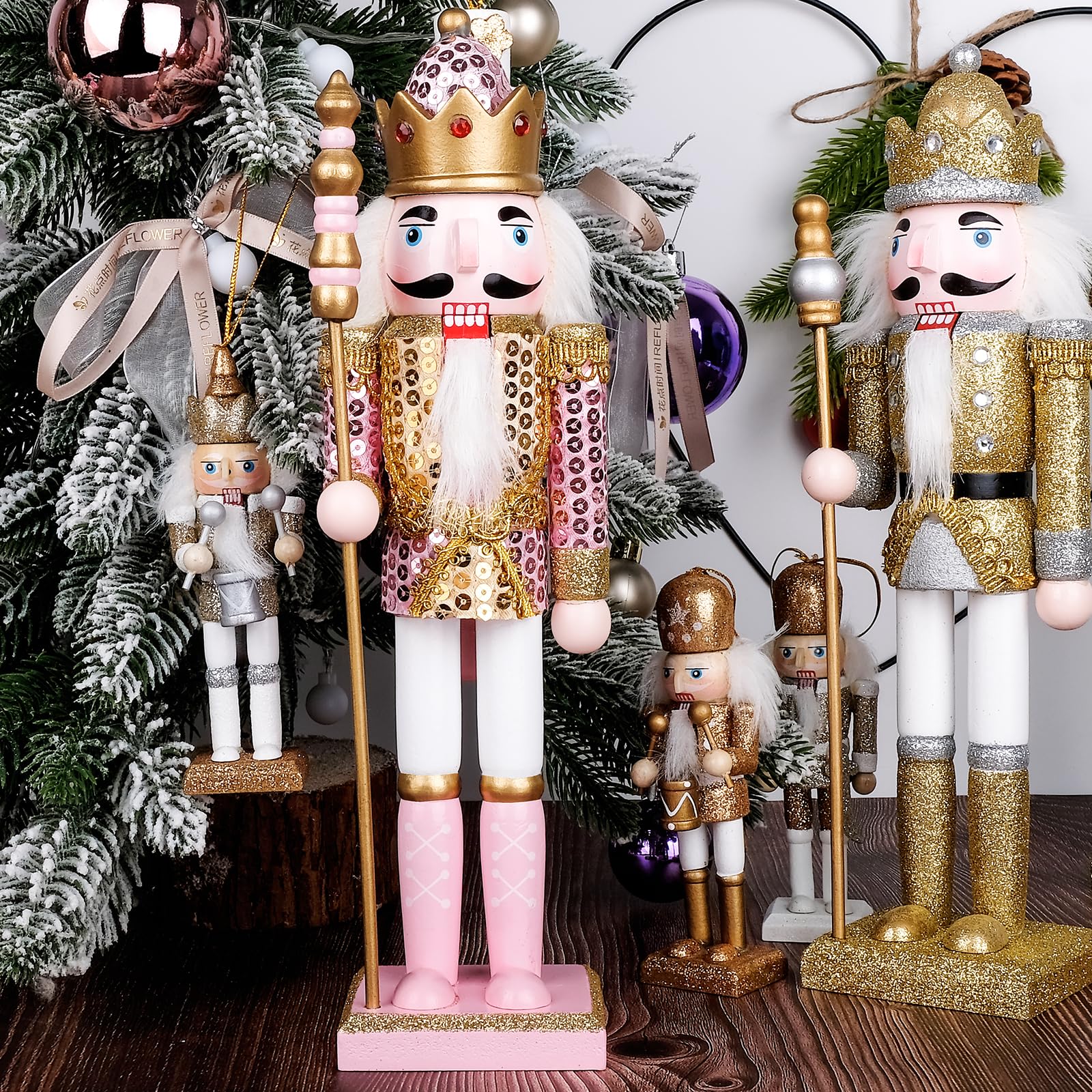 Anwenk Pink Nutcracker Christmas Decor,Handmade Wooden Christmas ...