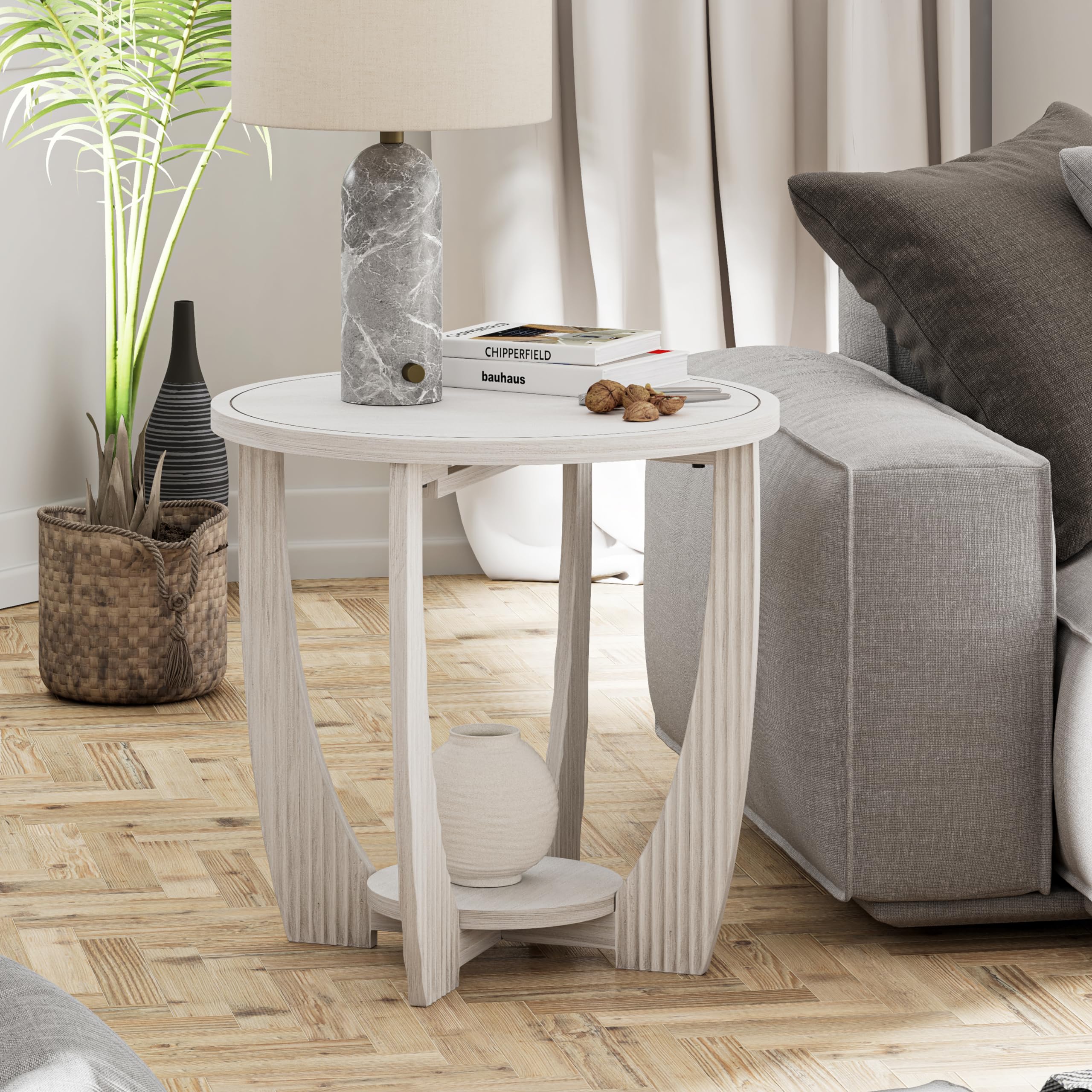 White Rustic End Tables