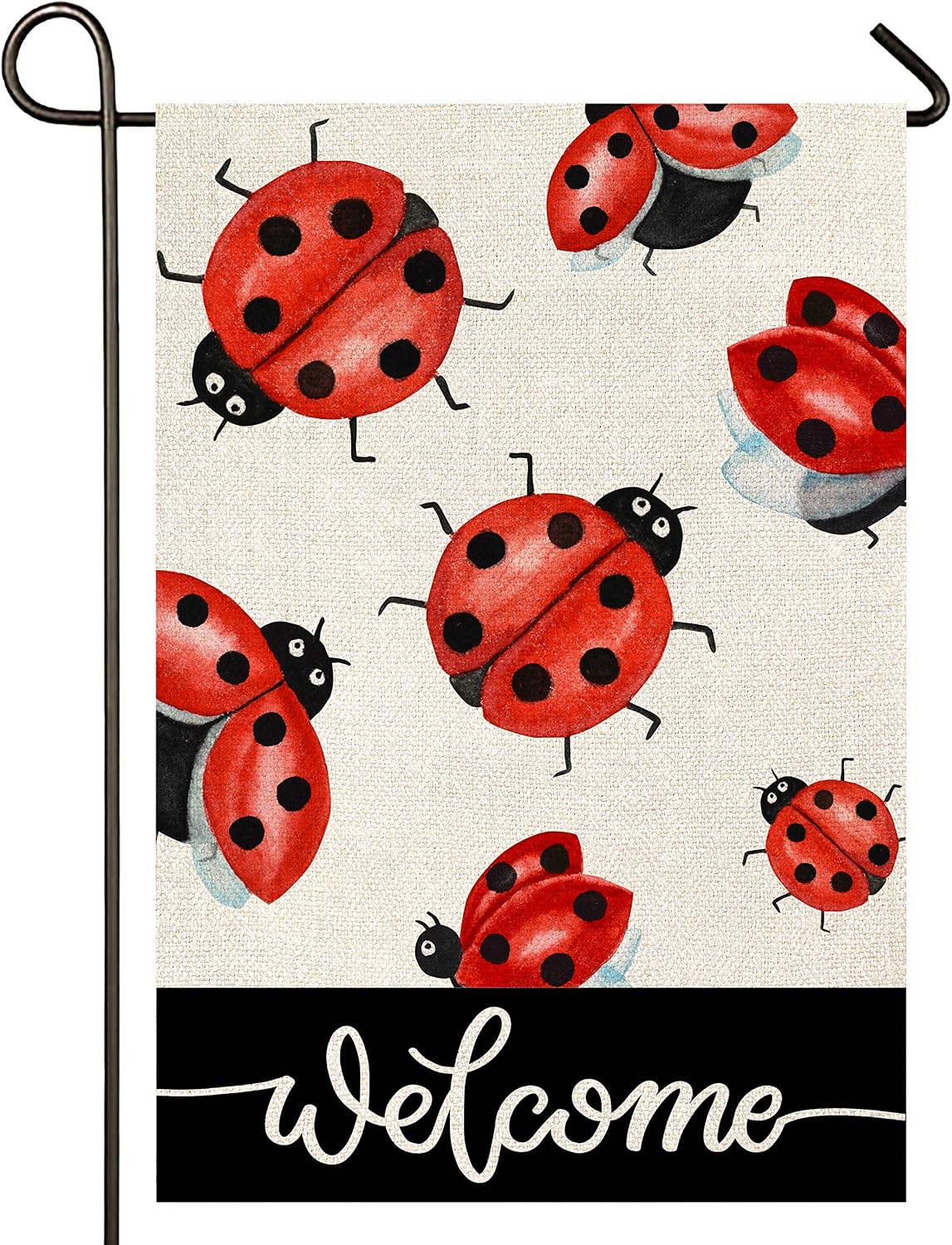 Amazon.com : Atenia Ladybug Welcome Garden Burlap Flag, Double Sided ...