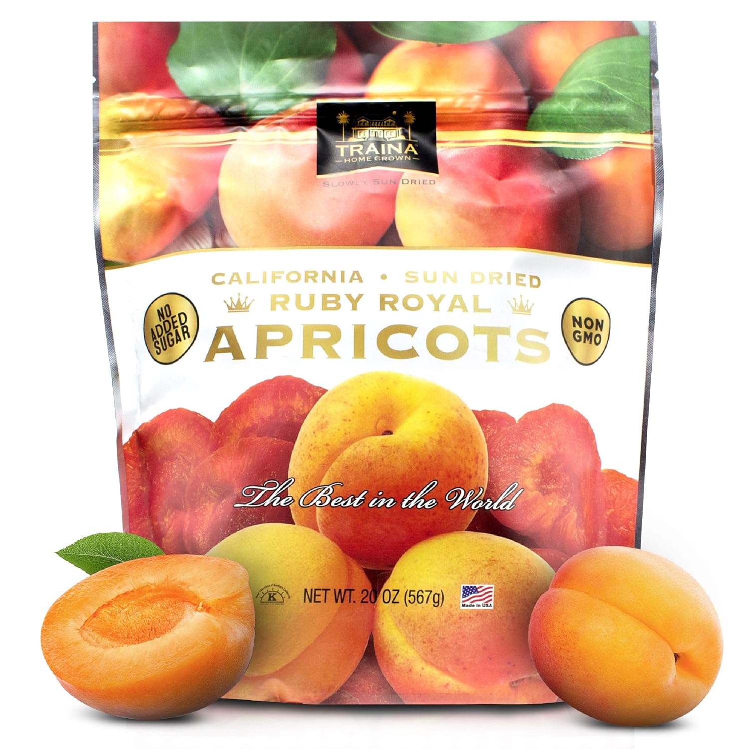 Amazon.com: Traina Home Grown California Sun Dried Ruby Royal Apricots ...