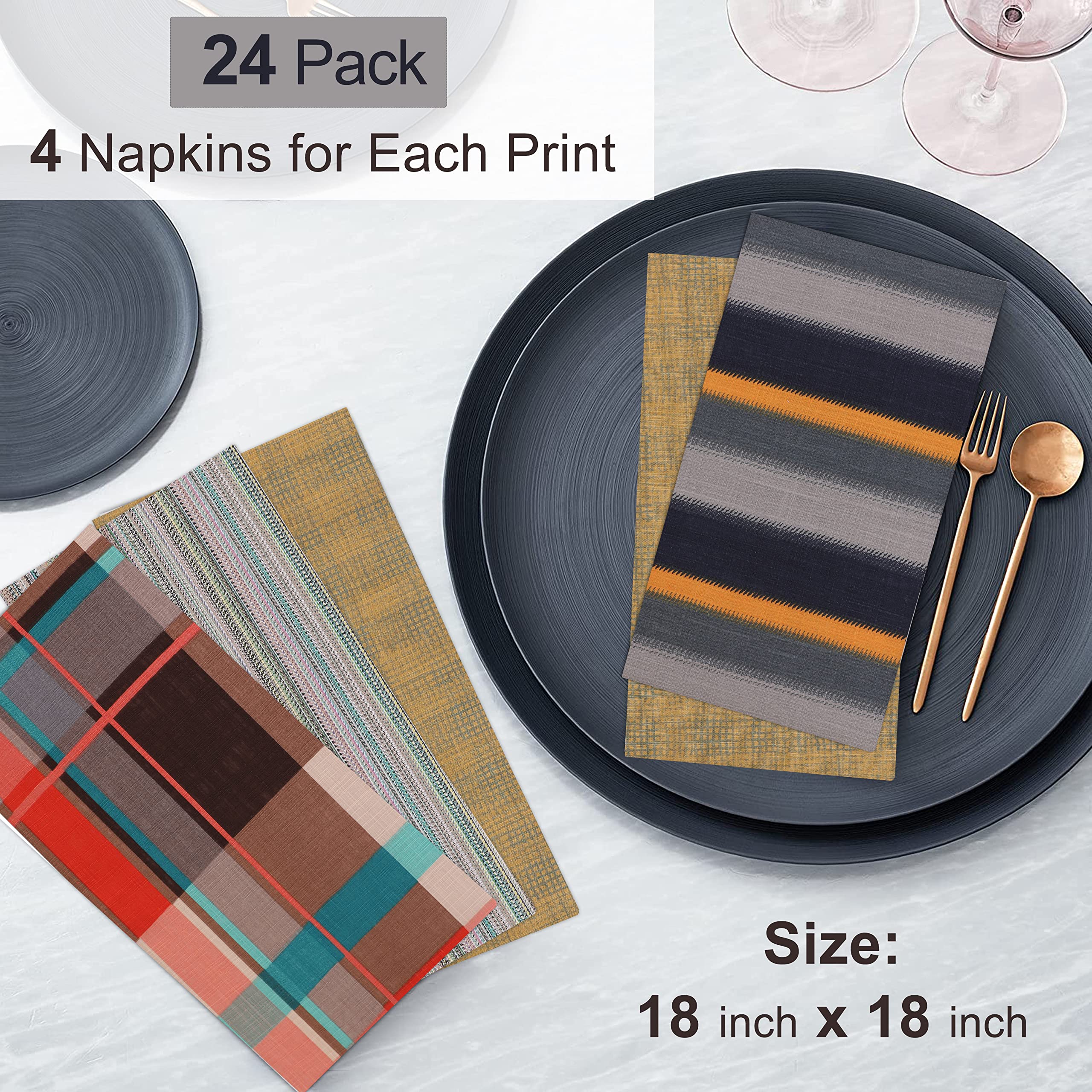 Snapklik.com : Ruvanti Cloth Napkins Set Of 24 Cotton 100%, 18x18 ...