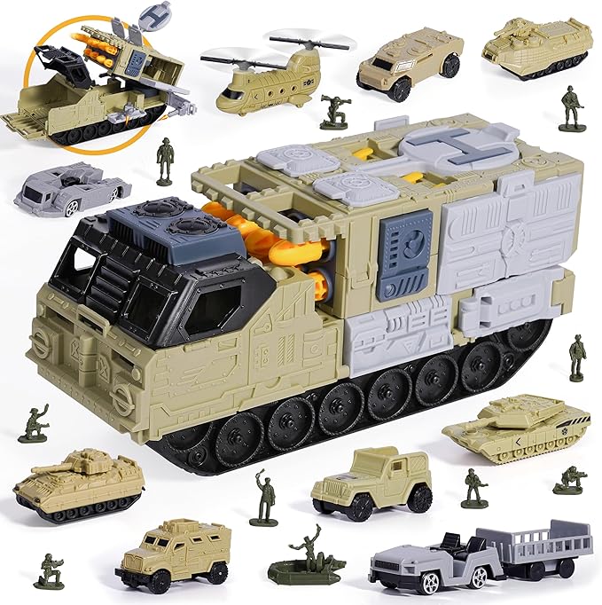 Amazon.com: XDUOYJOY Military Tank Toy Sets with Launchable Missiles ...